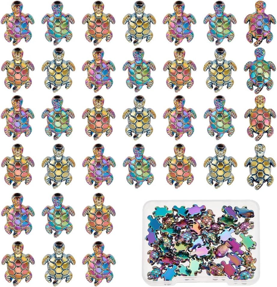 DIY 1 Box 50Pcs Sea Turtle Beads Metal Turtle Charms Tortoise Charm ...