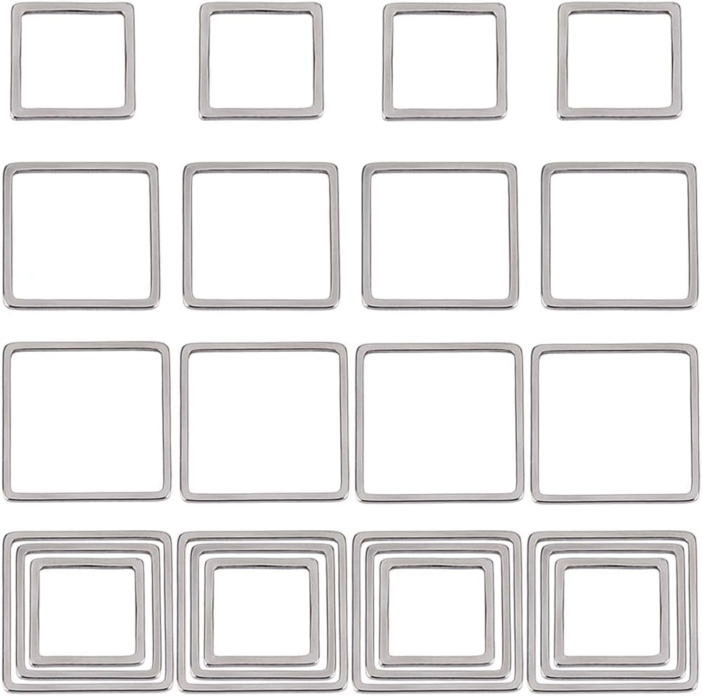 DIY 1 Box 60Pcs Resin Bezel Pendants Stainless Steel Hollow Frame ...