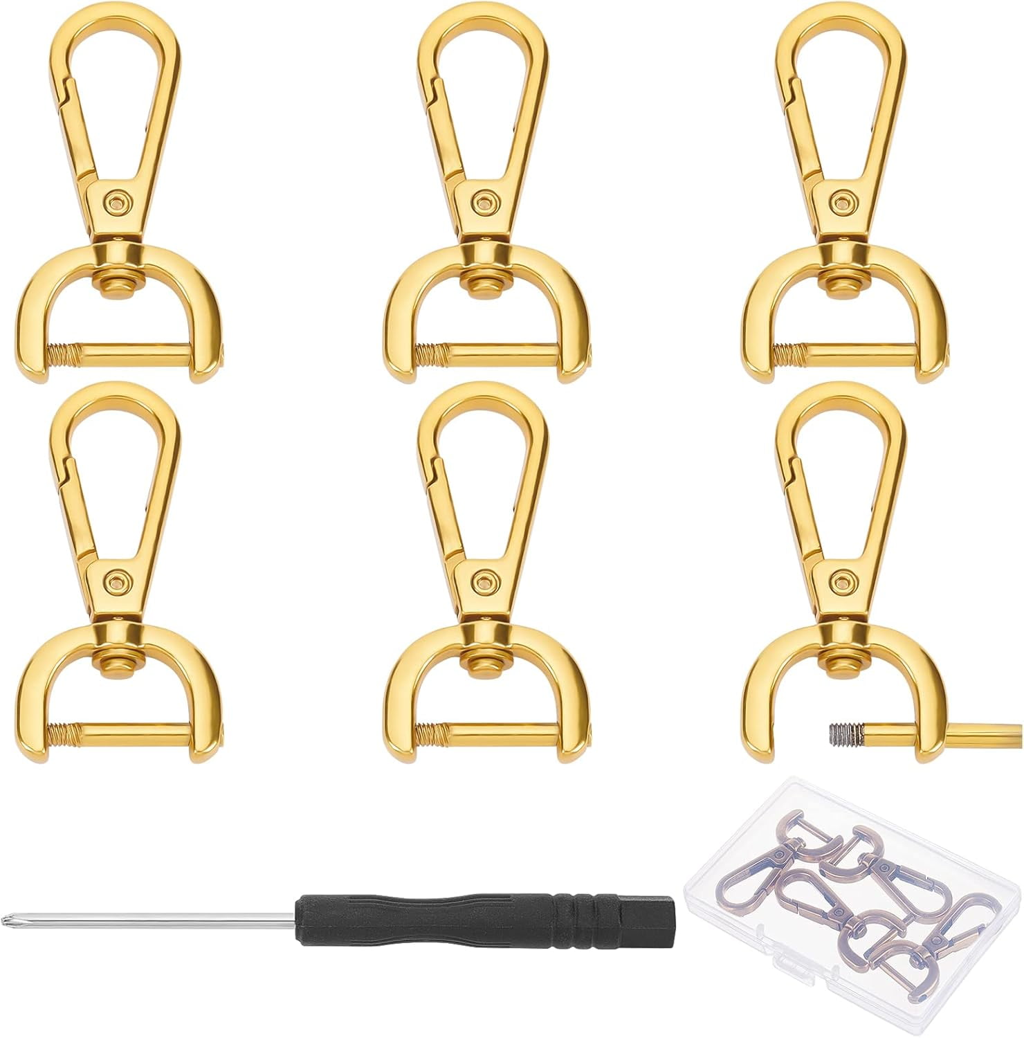 DIY 1 Box 6PCS Replacement D-Rings Swivel Snap Hooks 5/8 Inch Rotatable ...