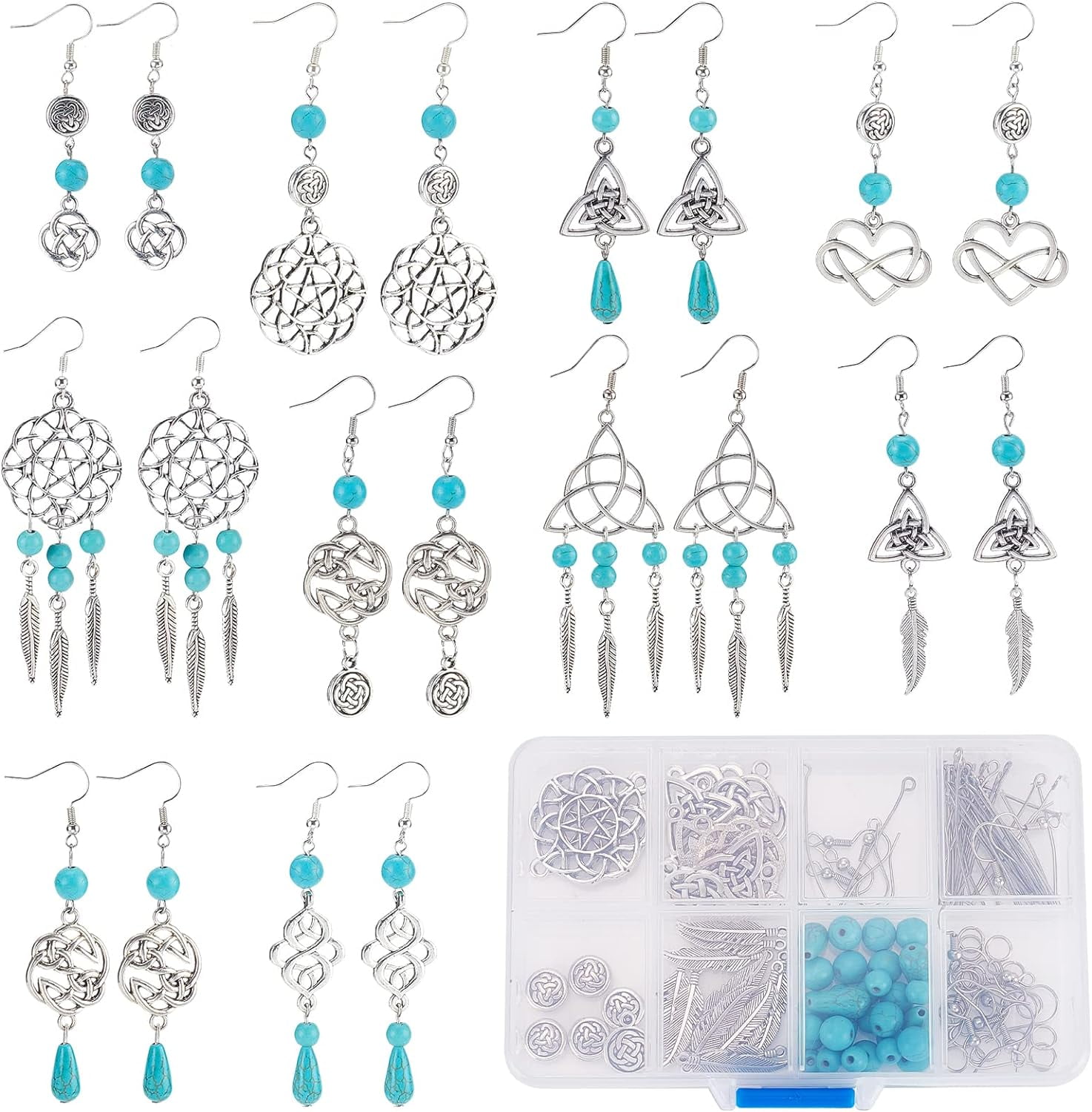 DIY 1 Box DIY 10 Pairs Vintage Style Trinity Knot Charm Infinity Love ...