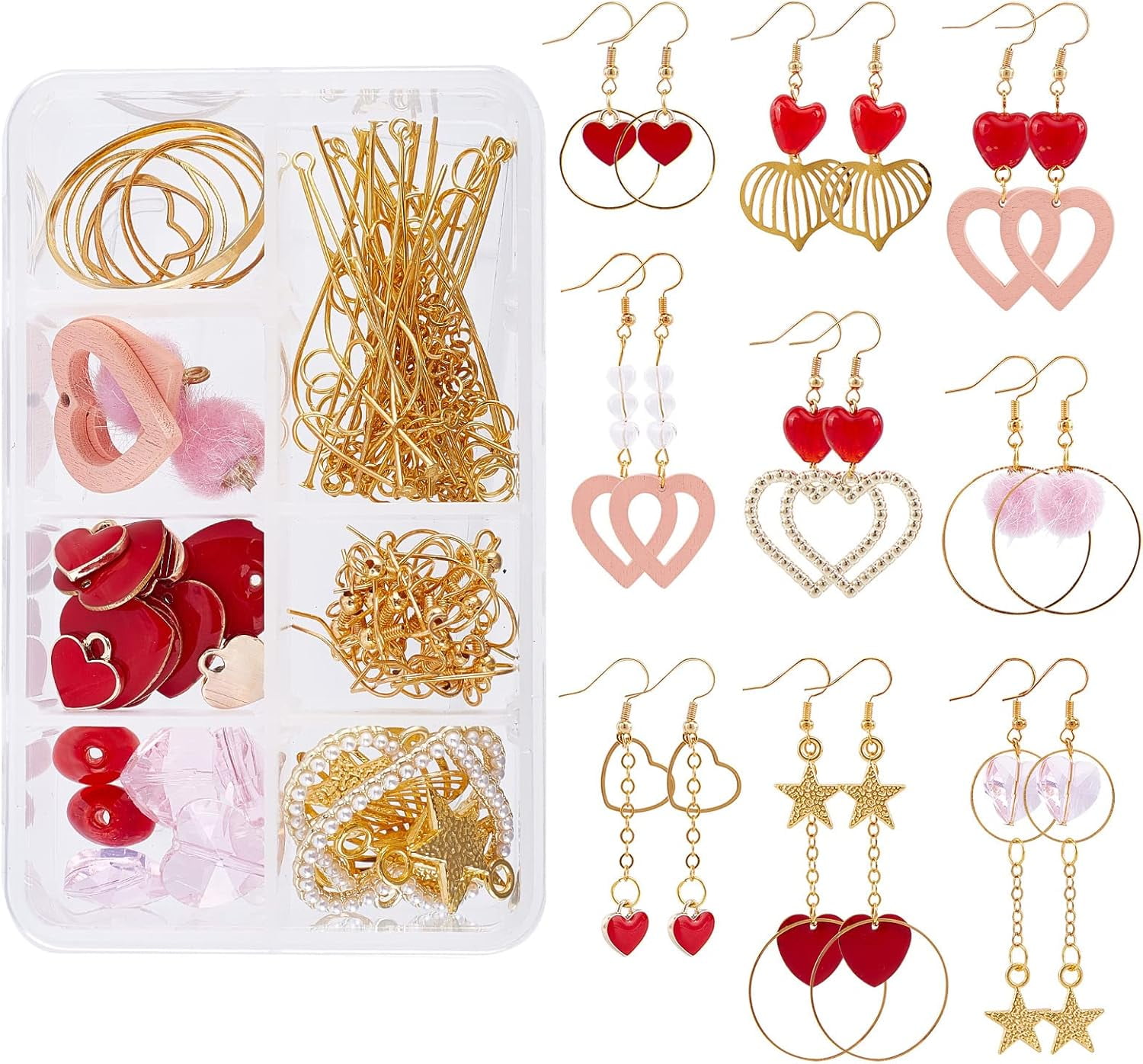 DIY 1 Box DIY 9 Pairs Valentine's Earring Making Kits Heart Enamel ...