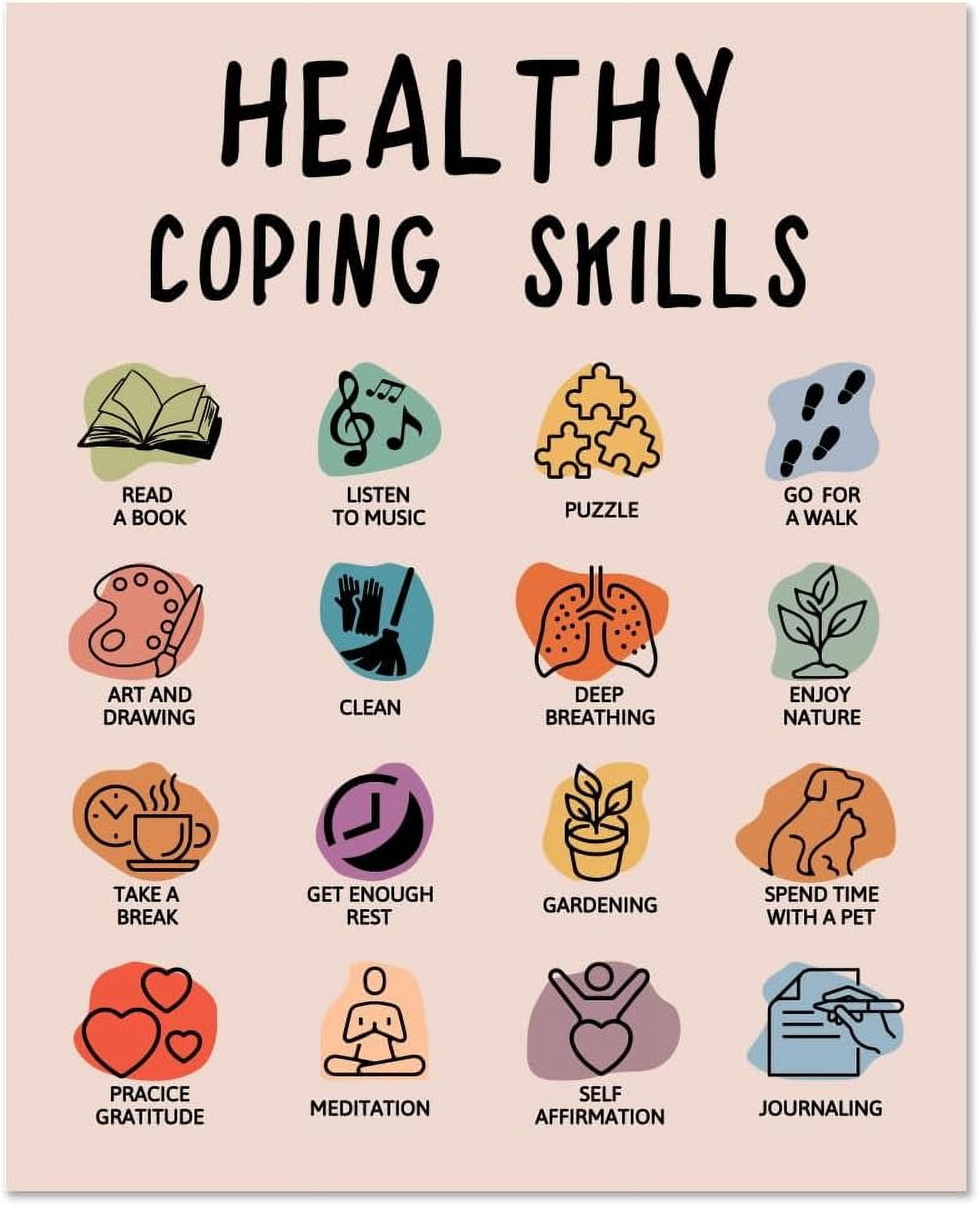 DIY 1 Pc Healthy Coping Skills Mental Health Poster Read Music Breath ...