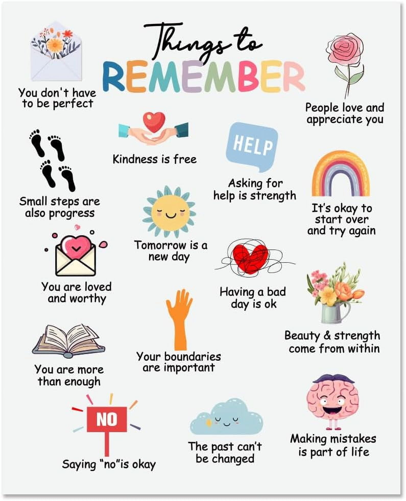 DIY 1 Pc Things to Remember Mental Health Poster Kindness Is Free ...