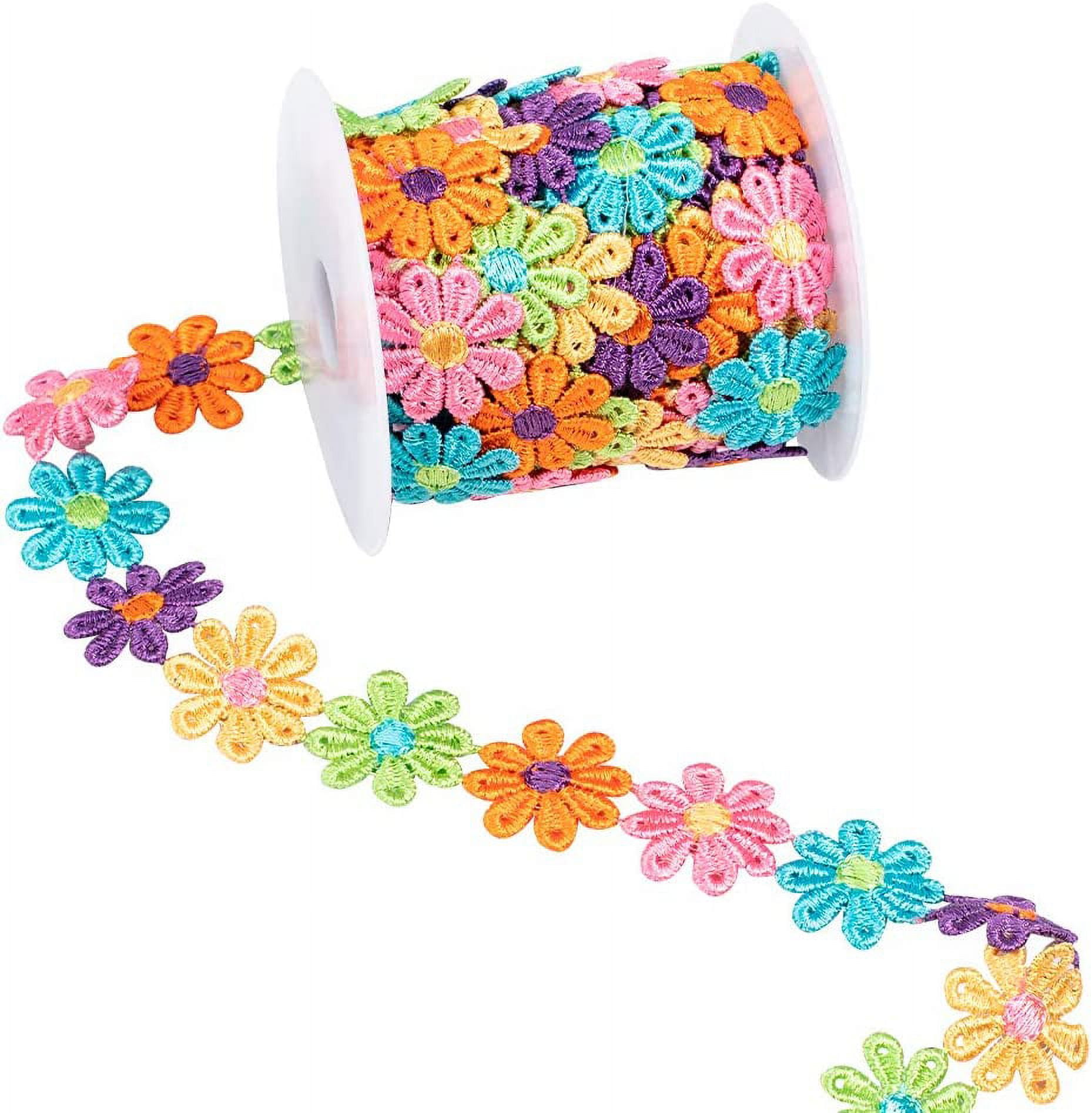 DIY 1 Roll 7.5 Yards Lace Daisy Flower Edging Trim Ribbon 1 inch Wide ...