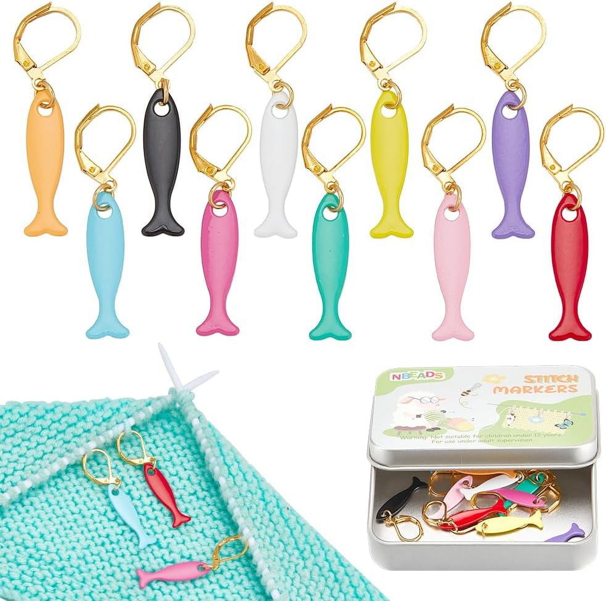DIY 10 Pcs 10 Colors Fish Stitch Markers Alloy Crochet Stitch Marker ...