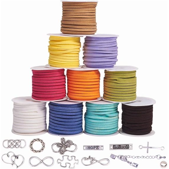 DIY 10 Rolls Suede Leather Wrap Bracelet Making Kit with End Chain ...