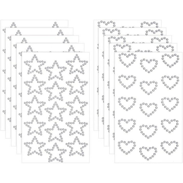 DIY 10 Sheets Star Rhinestone Stickers Self Adhesive Star Stickers ...
