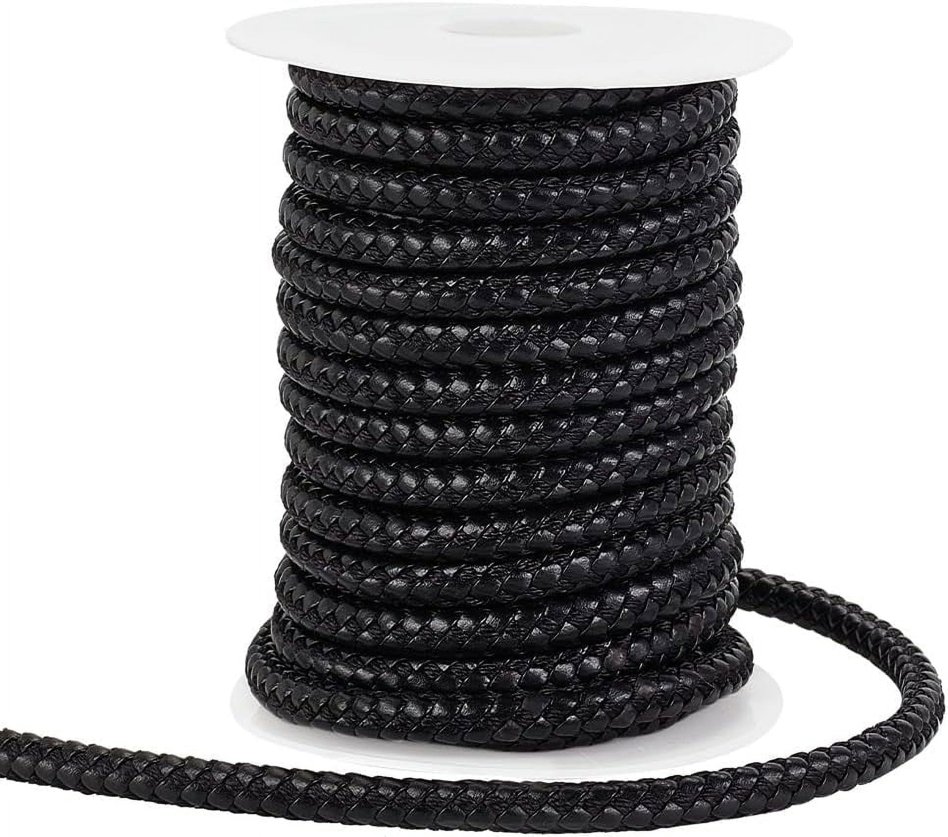 DIY 10 Yards Round Leather Cord 8mm Leather Rope Black Jewelry Craft ...