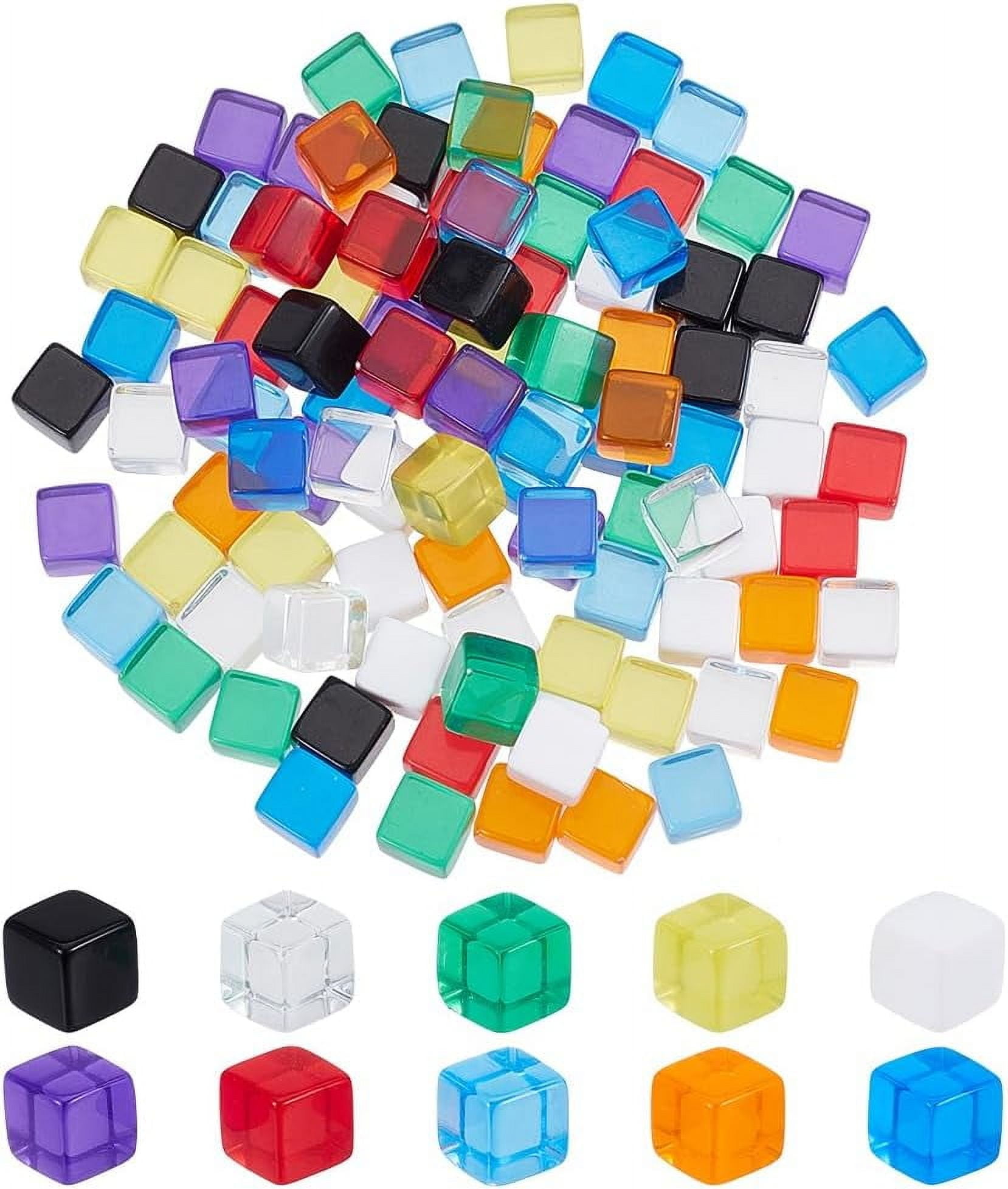 DIY 100Pcs Blank Dice 10mm Acrylic Dice Cubes 10 Colors Blank Six Sided ...