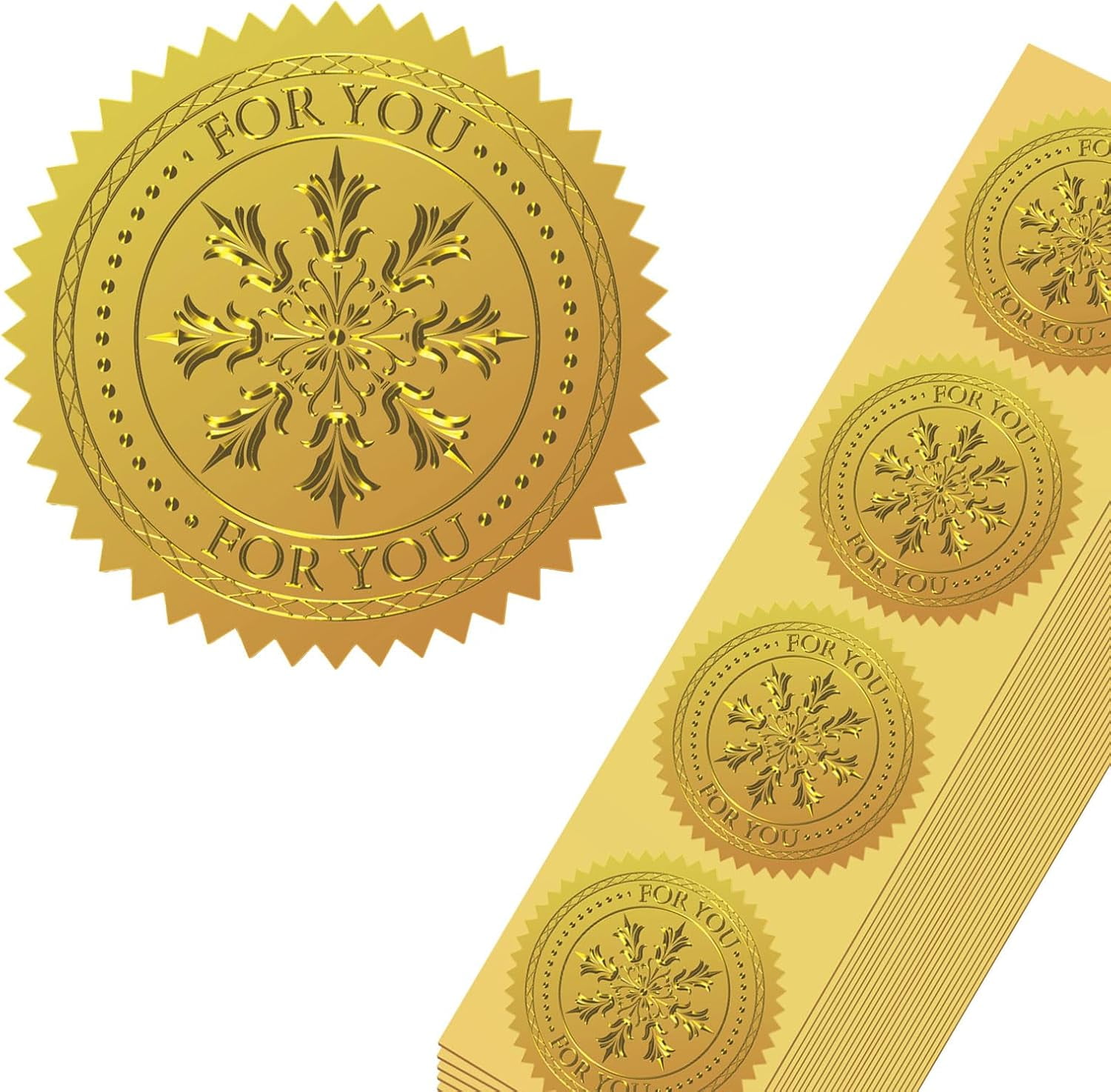 DIY 100Pcs for You Gold Foil Certificate Seals Self Adhesive Embossed ...
