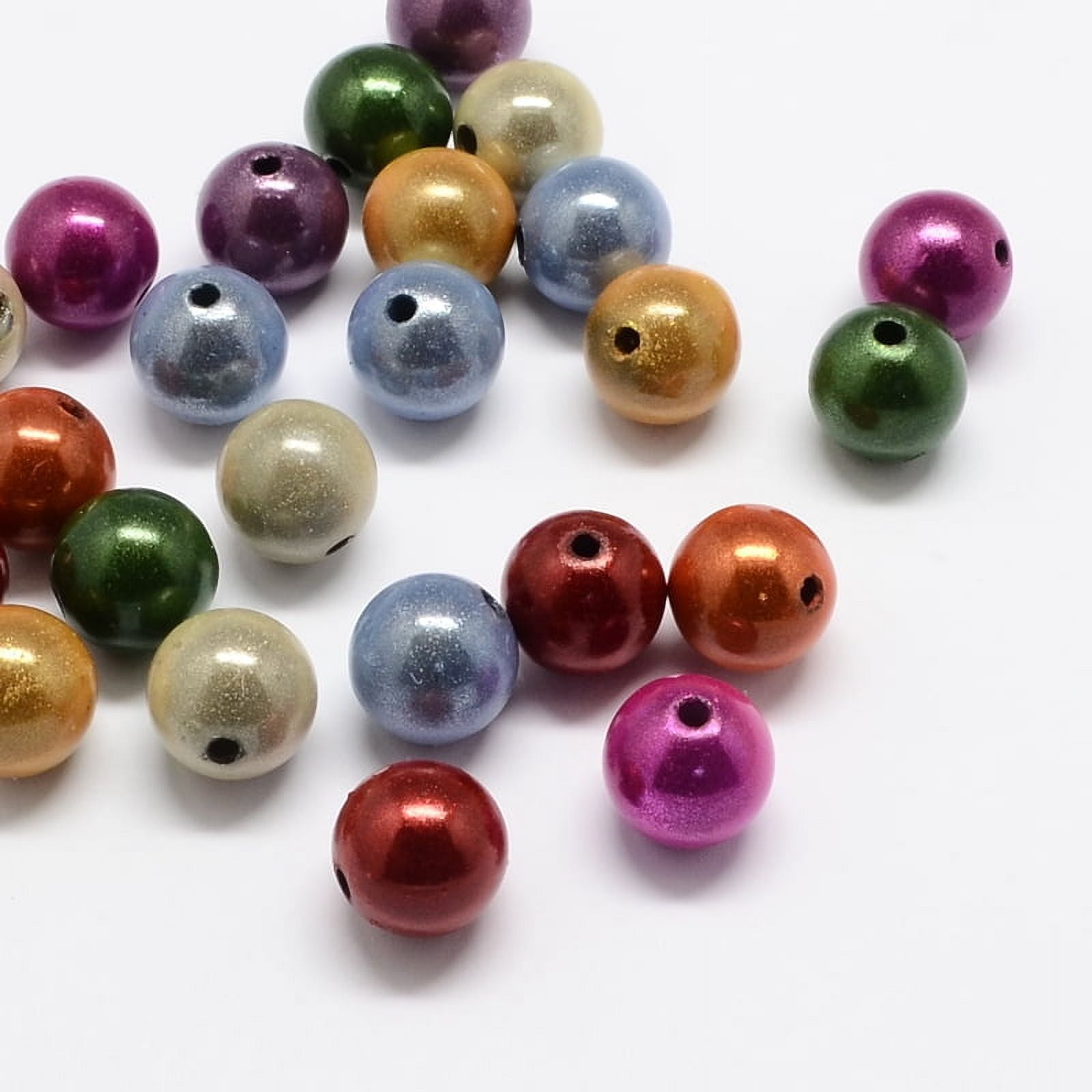 DIY 100pc Spray Painted Acrylic Beads Miracle Beads Round Bead in Bead Mixed Color 8mm Hole: 2mm ...