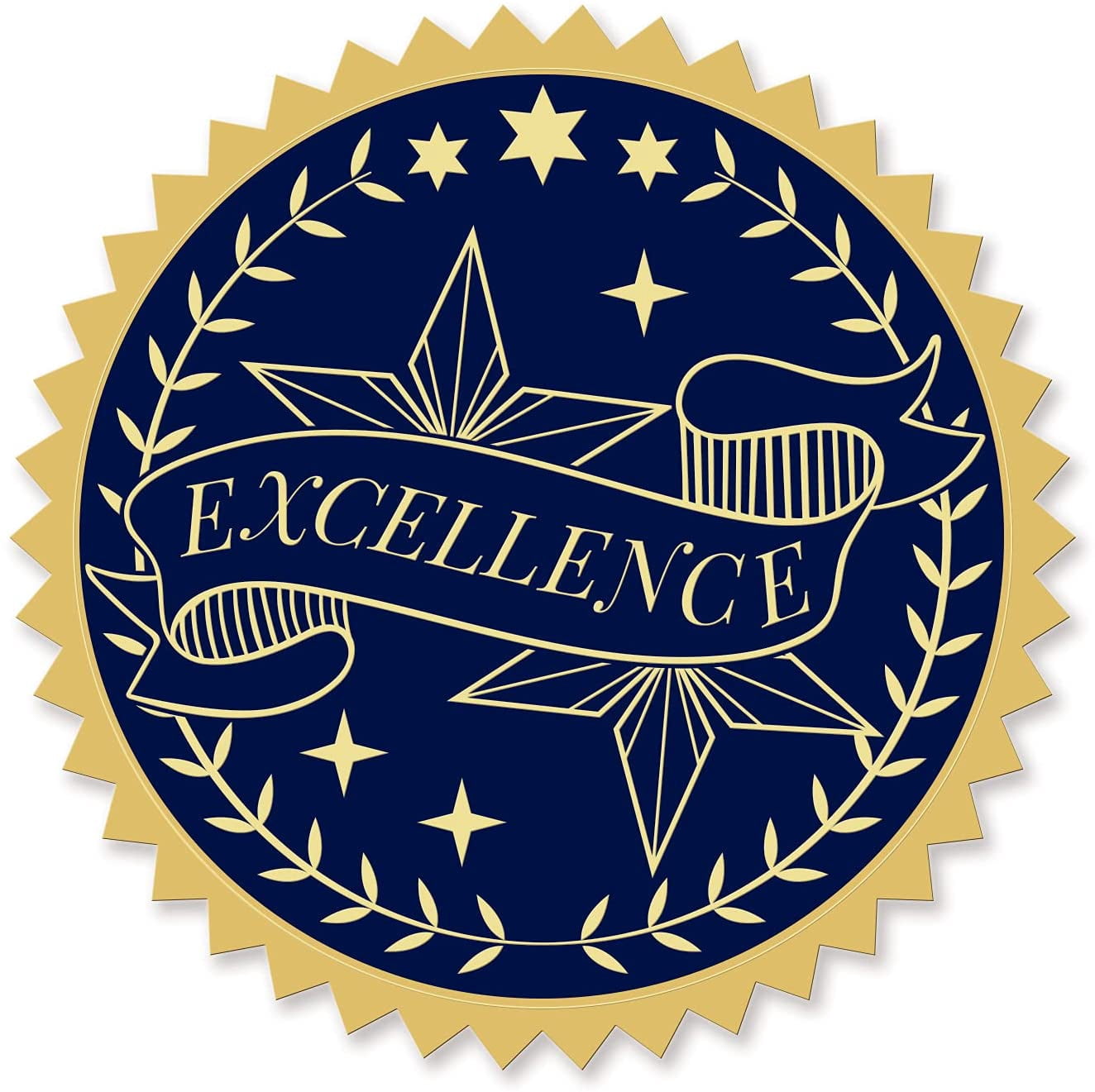 DIY 100pcs Embossed Foil Stickers Excellence Gold Foil Certificate ...