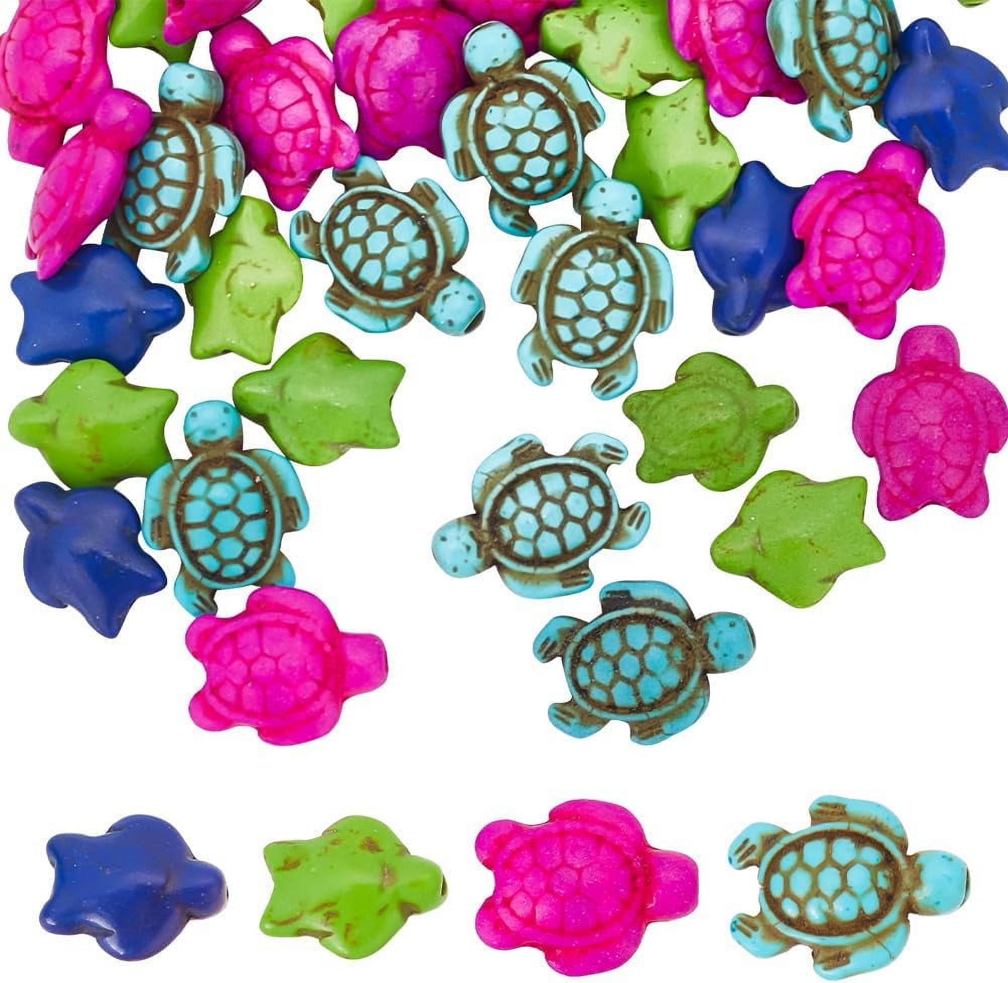 DIY 102 Pcs 2 Styles Synthetic Turquoise Turtle Beads Mixed Color Stone ...