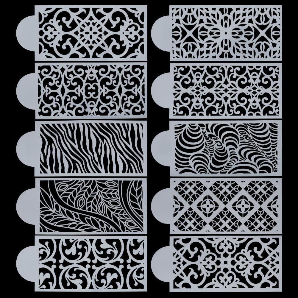 DIY 10Pcs Cake Decorating Stencils Baking Template Stencils Reusable 3D ...