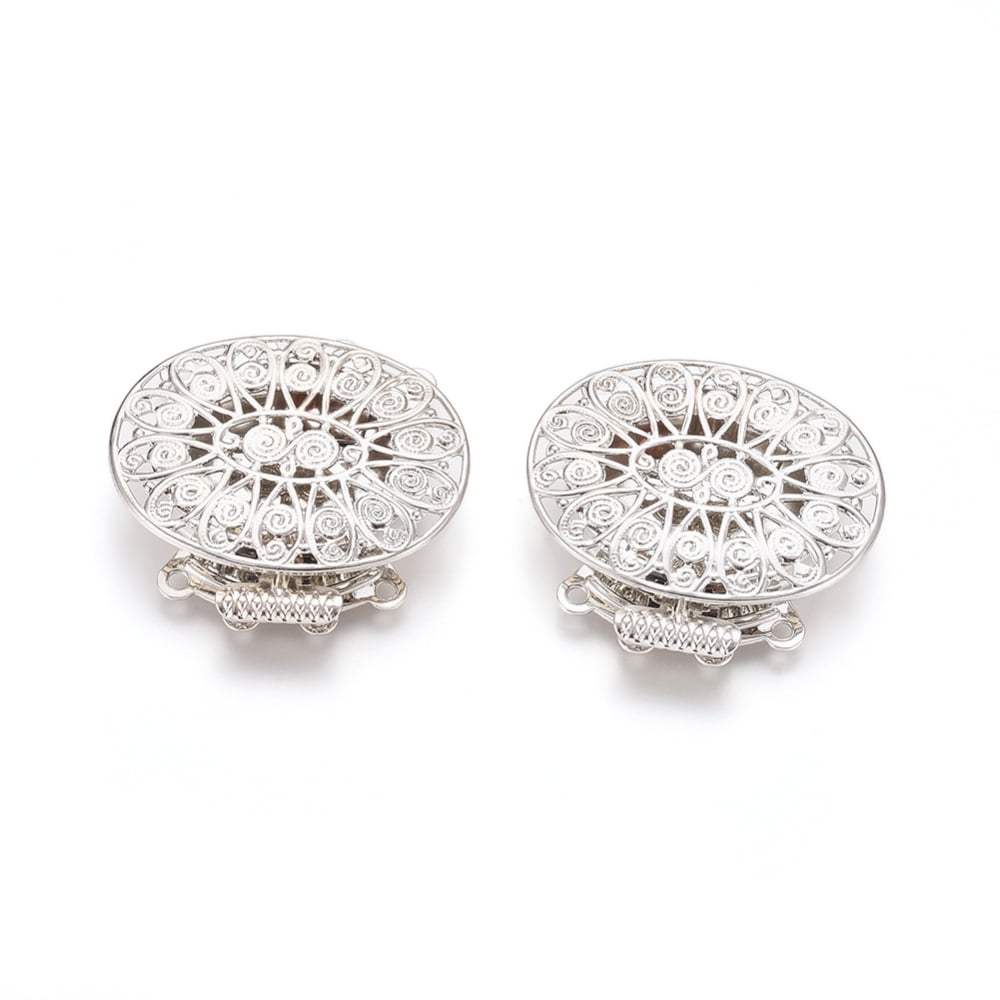 DIY 10Set Brass Box Clasps Multi-Strand Clasps 4-Strands 8 Holes Long ...