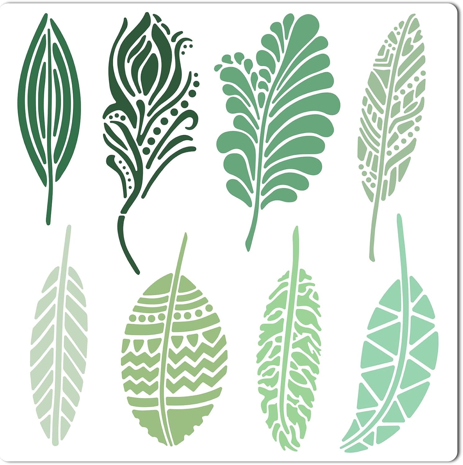 DIY 11.8 Inch Feather Stencil Plastic Drawing Stencils Reusable ...