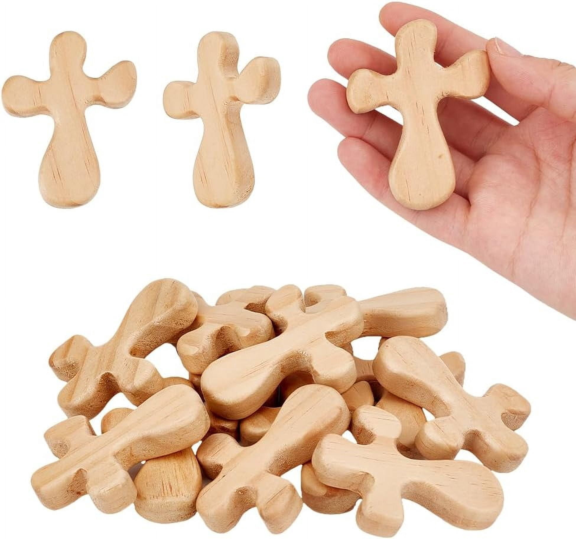 DIY 12 Pcs Wood Holding Crosses 1.96x2.55inch Wooden Clinging Cross ...
