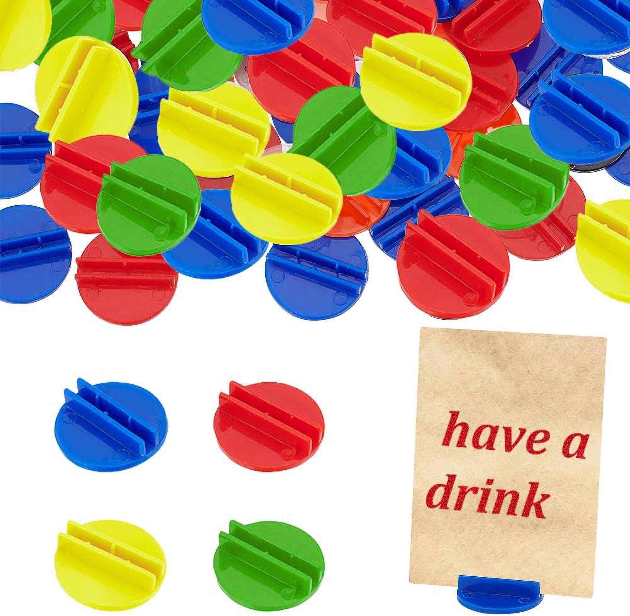 120Pcs Game Card Stands Flat Round Plastic Card Holder Paper Miniature ...