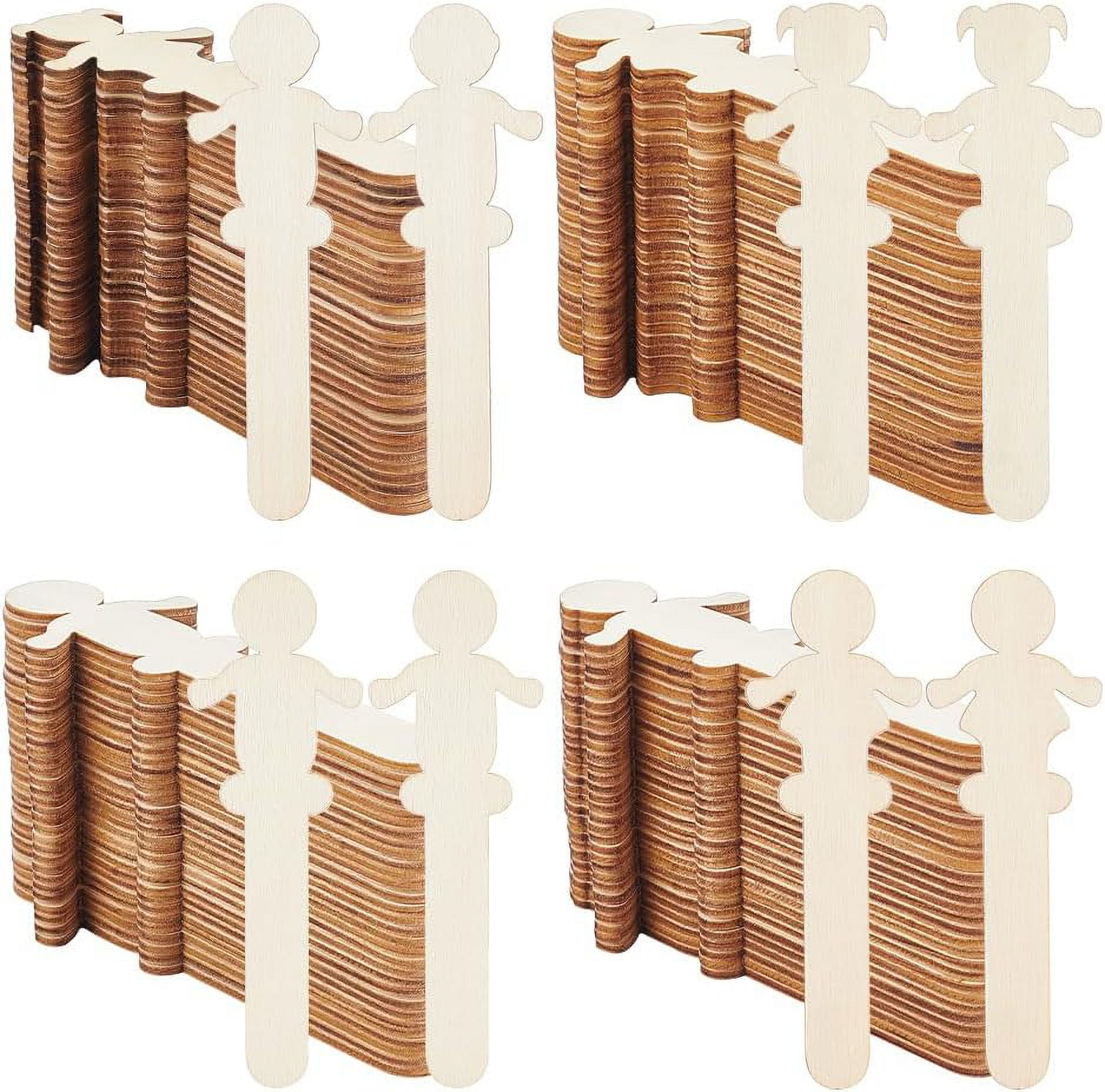 DIY 120pcs Unfinished People Shaped Craft Sticks Natural Wood People ...