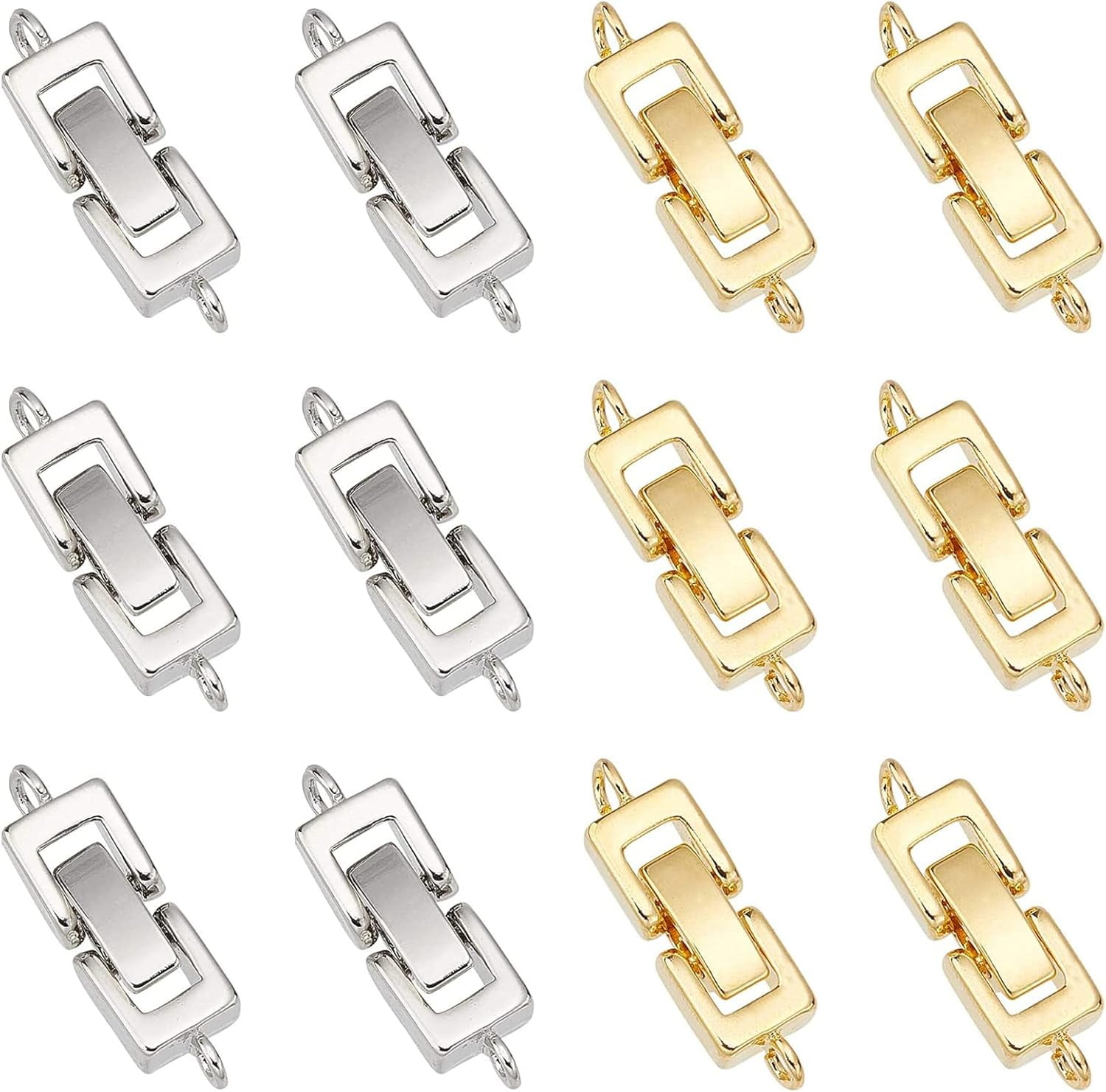 DIY 12Pcs 2 Colors Brass Fold Over Clasps 0.9x0.3Inch Jewelry Extender ...