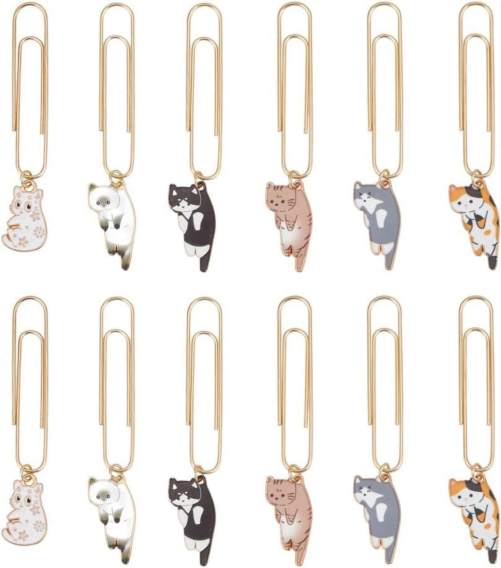 DIY 12Pcs Cat Paperclips 3 Inch Alloy Pendant Paper Clip with Cat ...