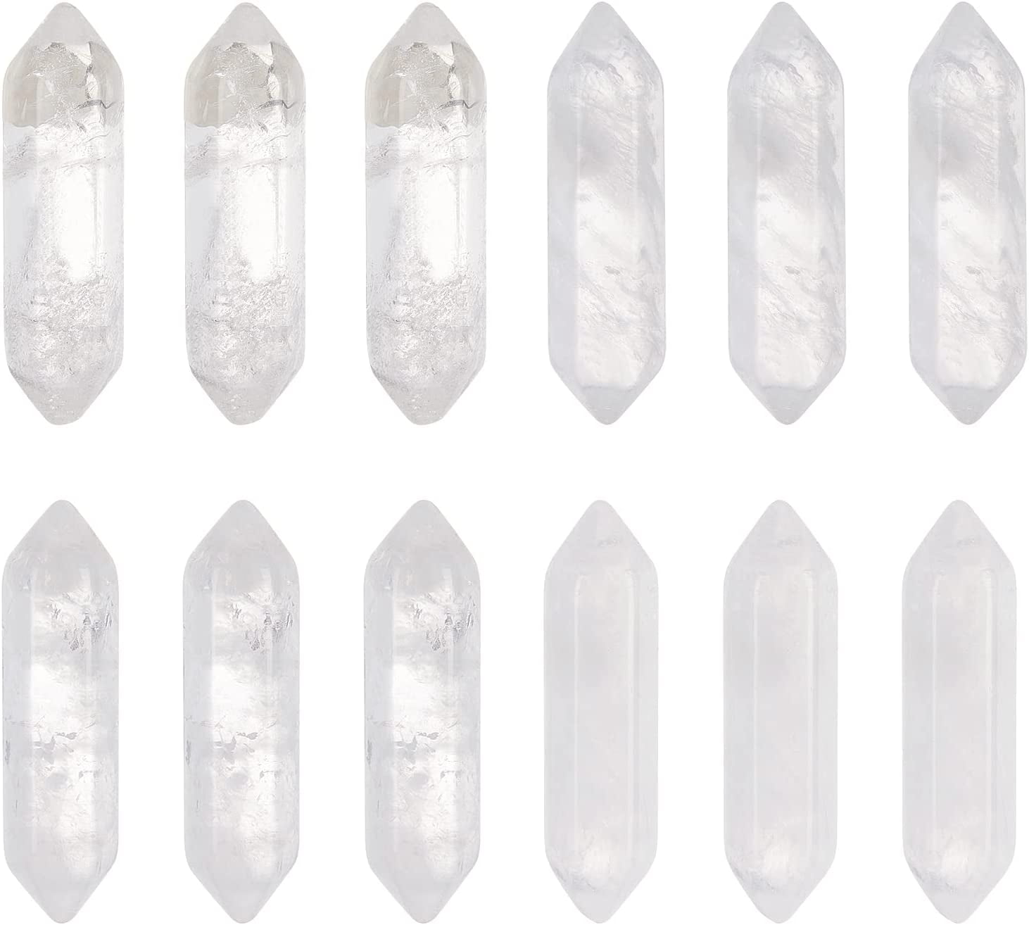 DIY 12pcs Natural Quartz Crystal White Quartz Point Hexagonal Crystal ...
