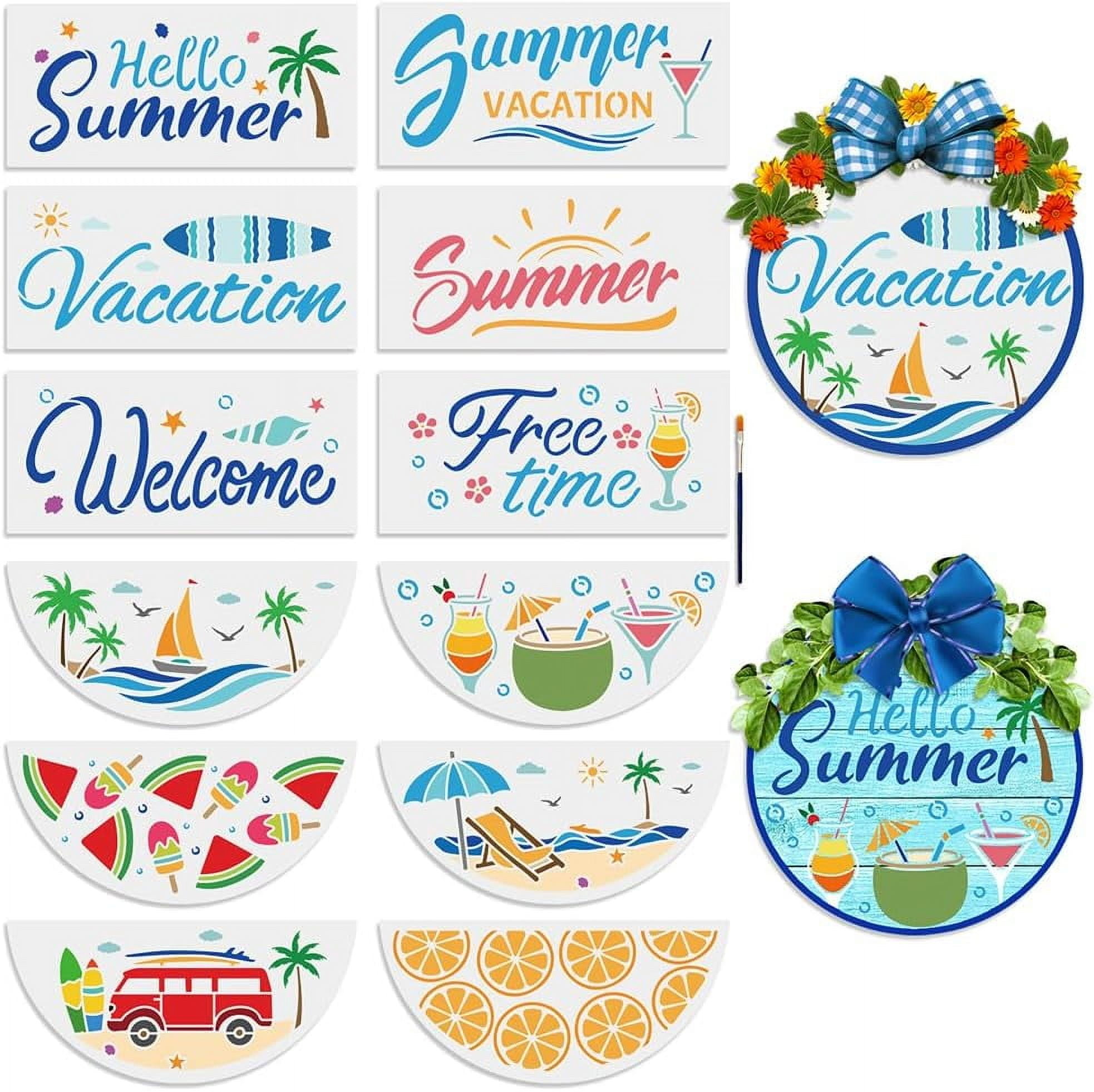 DIY 12pcs Summer Beach Ocean Welcome Stencil for Painting on Wood ...