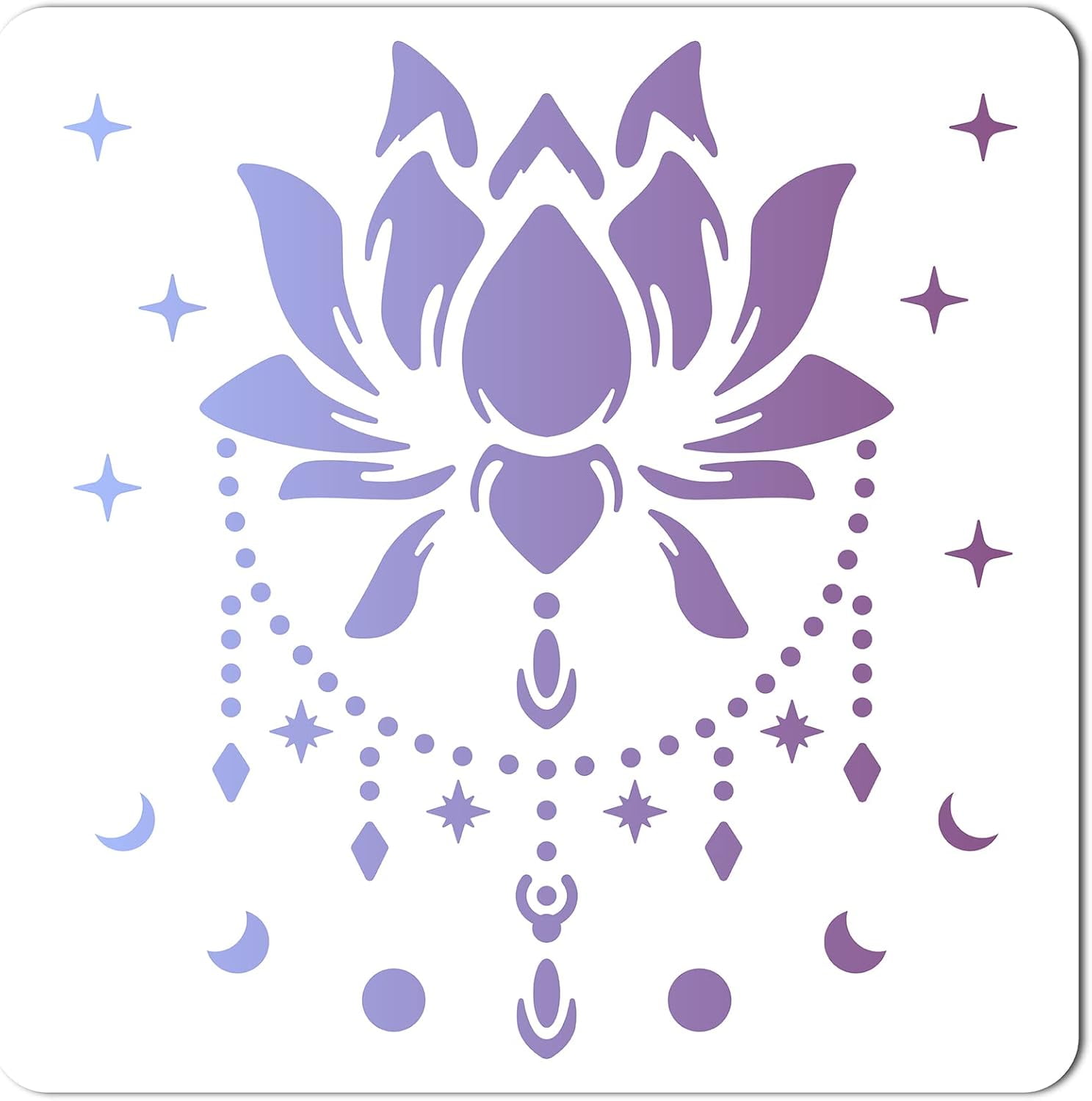 DIY 12x12 Inch Lotus Flower Stencil Moon Phase Stars Templates Large ...
