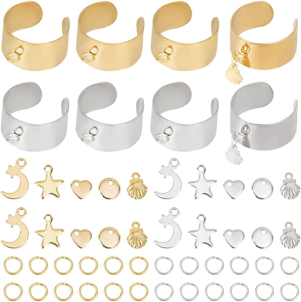 DIY 140 Pcs Adjustable Charm Rings Making Kit Including Moon Star ...