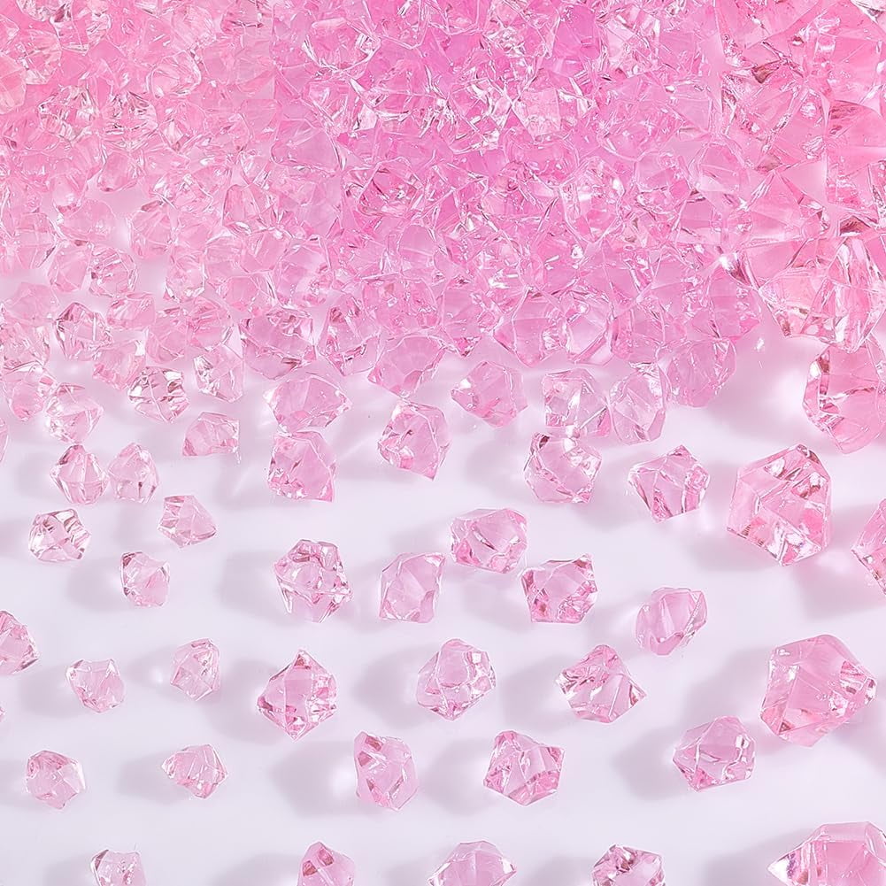 DIY 14OZ Pink Fake Ice Rocks 375 pcs Crystal Cubes Stones Crushed Ice ...