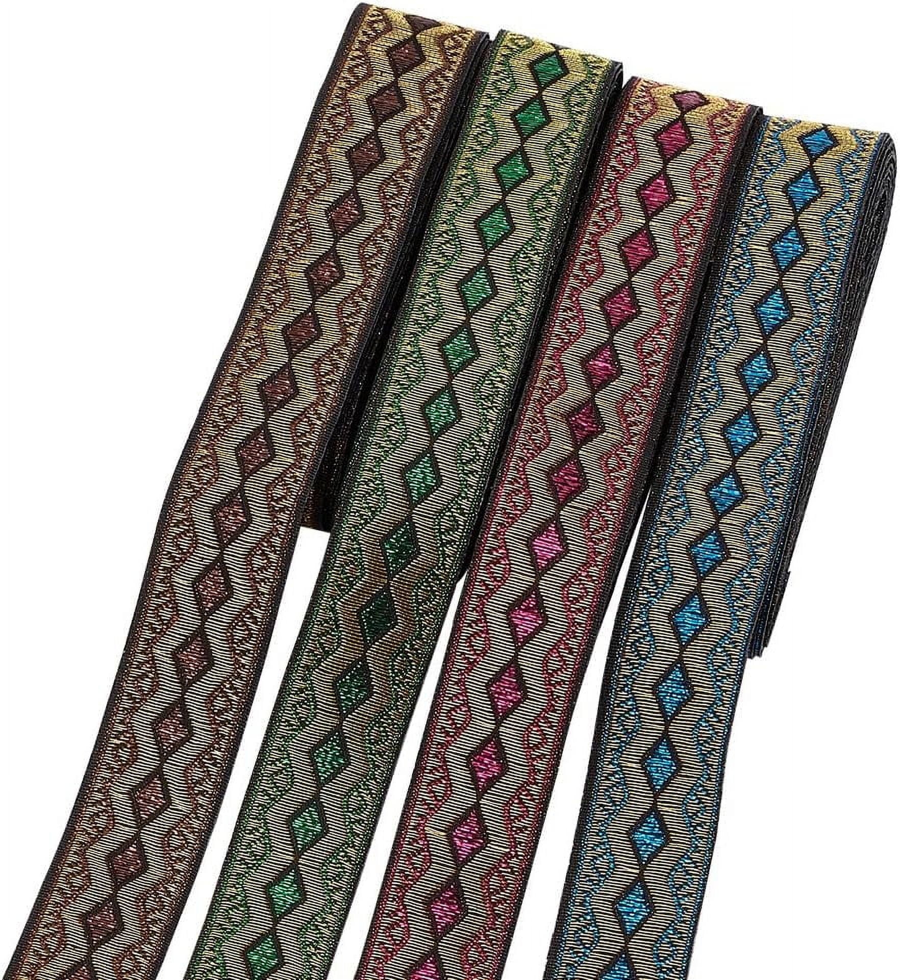 15.3 Yards 4 Colors Jacquard Ribbon Trim Vintage Embroidered Polyester ...