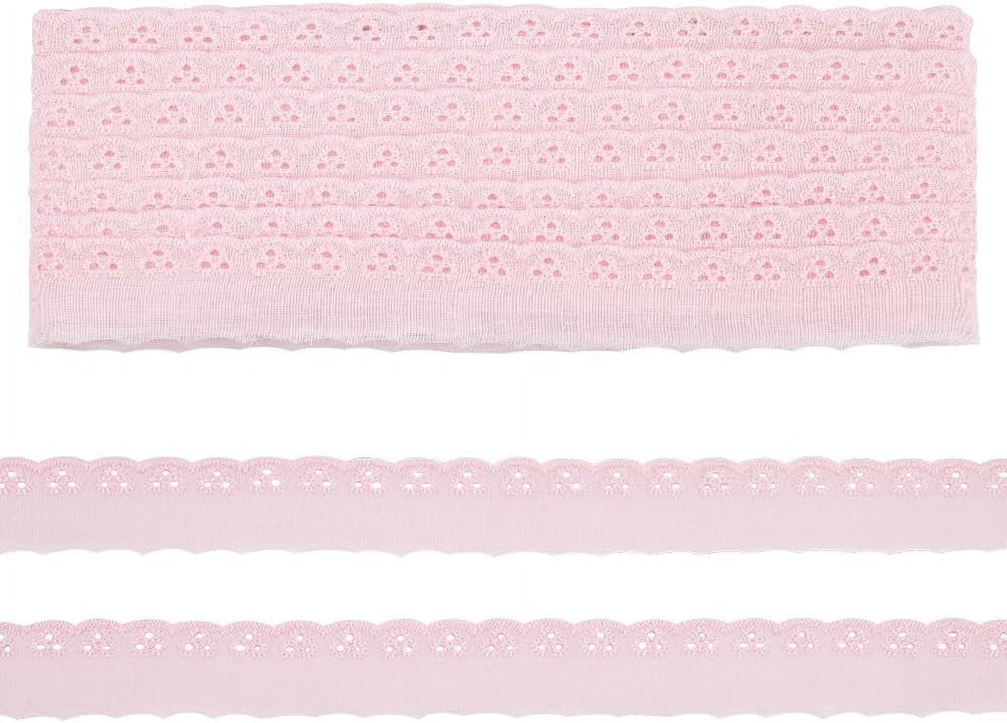 DIY 15 Yards Cotton Lace Trim 1 inch Wide Pink Eyelet Lace Ribbon ...