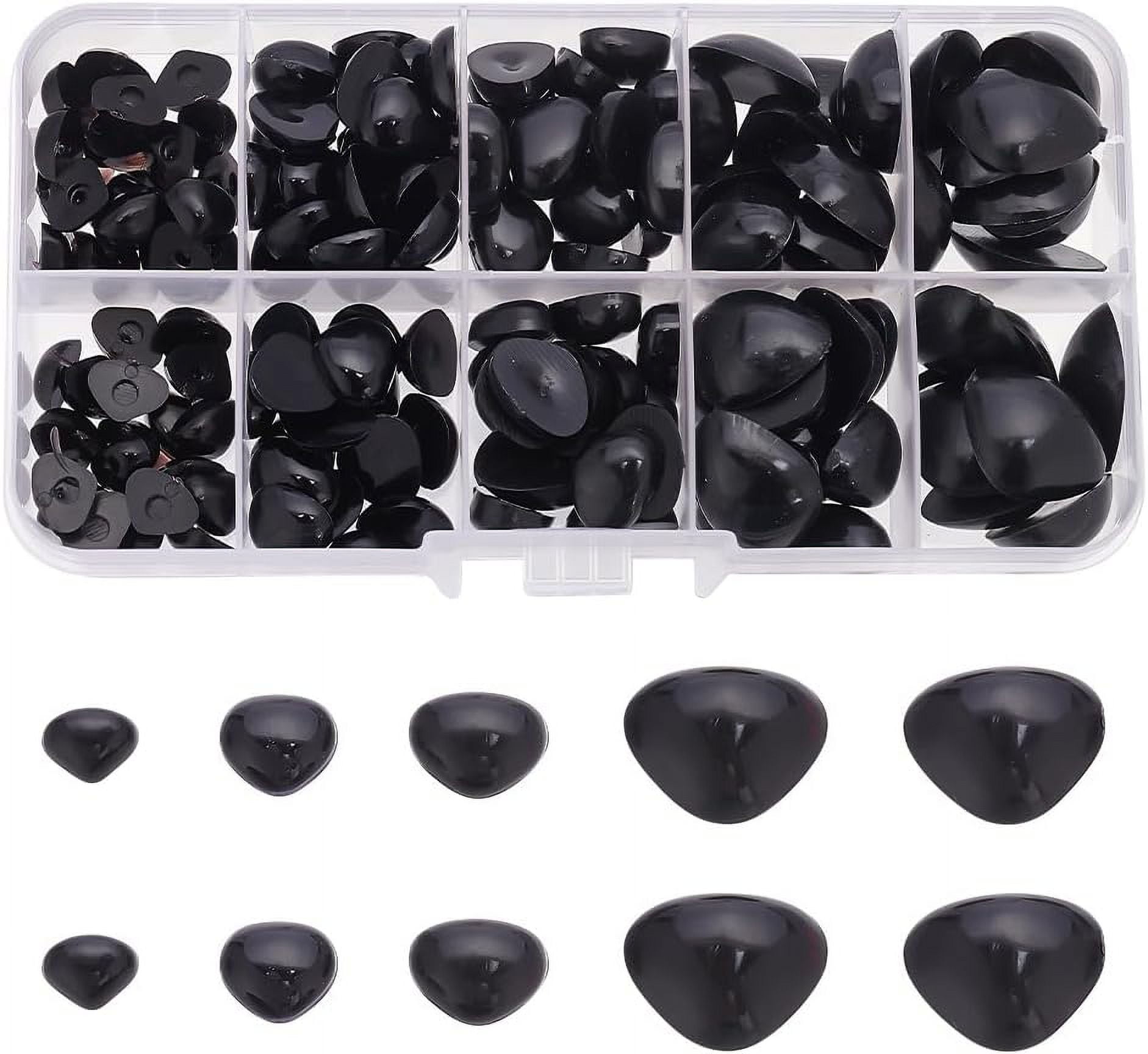 DIY 150 Pcs 5 Sizes Triangle Crafting Noses Black D Shape Plastic Dog ...