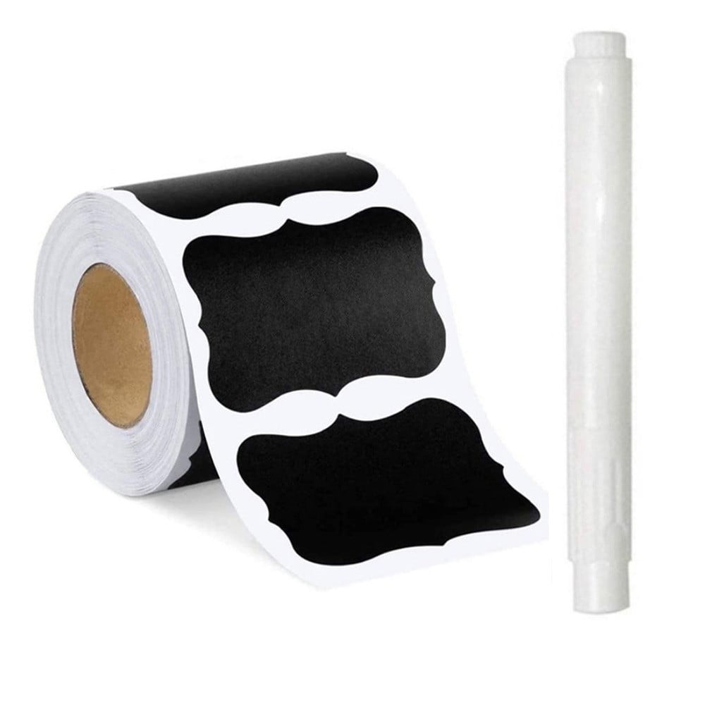 DIY 150Pcs/Roll Black Labels Stickers with Pen For Kitchen Jars Food ...