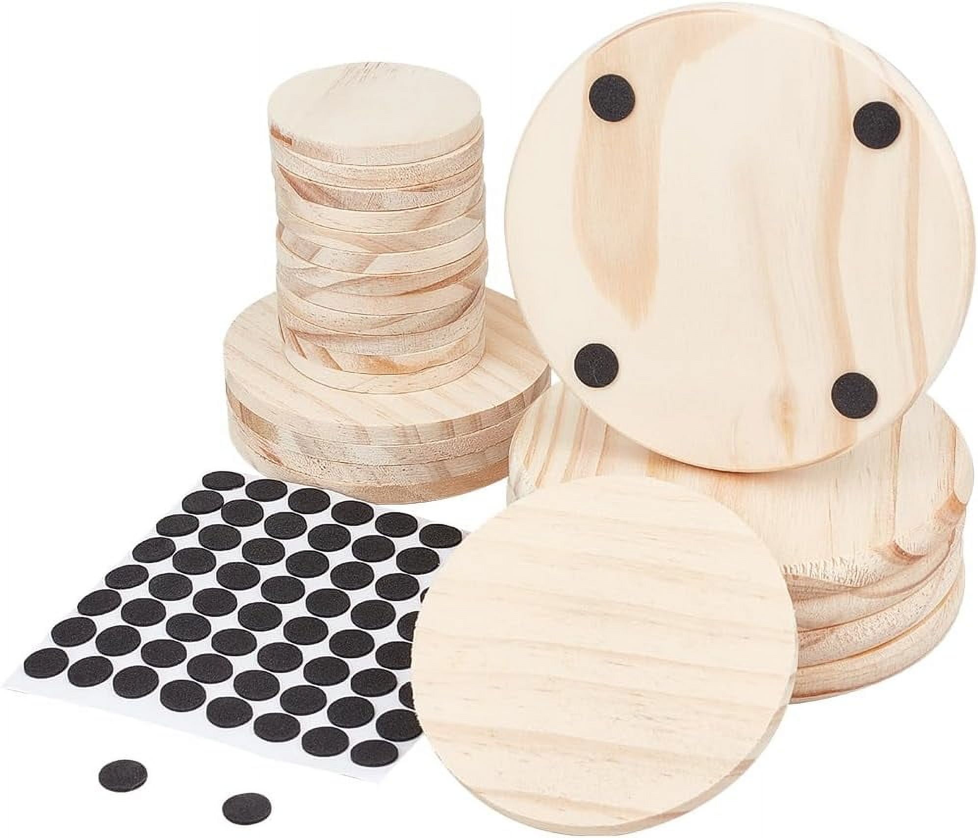 DIY 15Pcs 3 Sizes Wood Coasters for Drinks Absorbent Coasters Flat ...