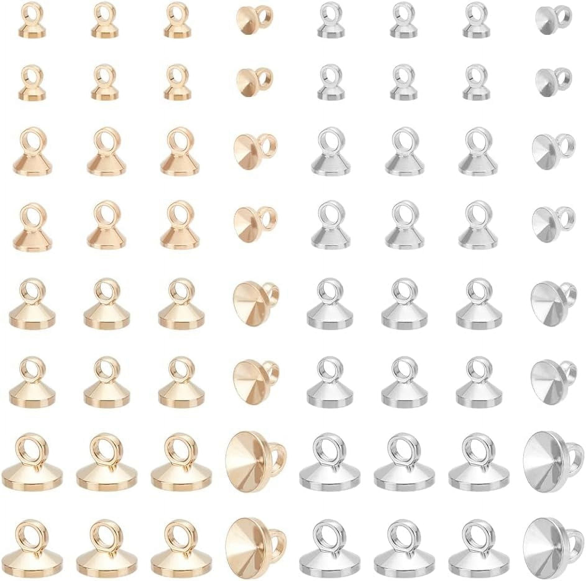DIY 160pcs 4 Sizes Bead Cap Pendant Bails Cap 2 Colors Brass Bead End ...