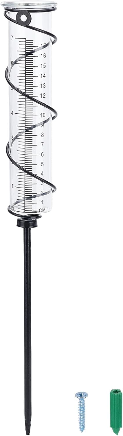 17cm Rain Gauge Glass Spiral Rain Measurement Tools Garden Rain Gauge ...