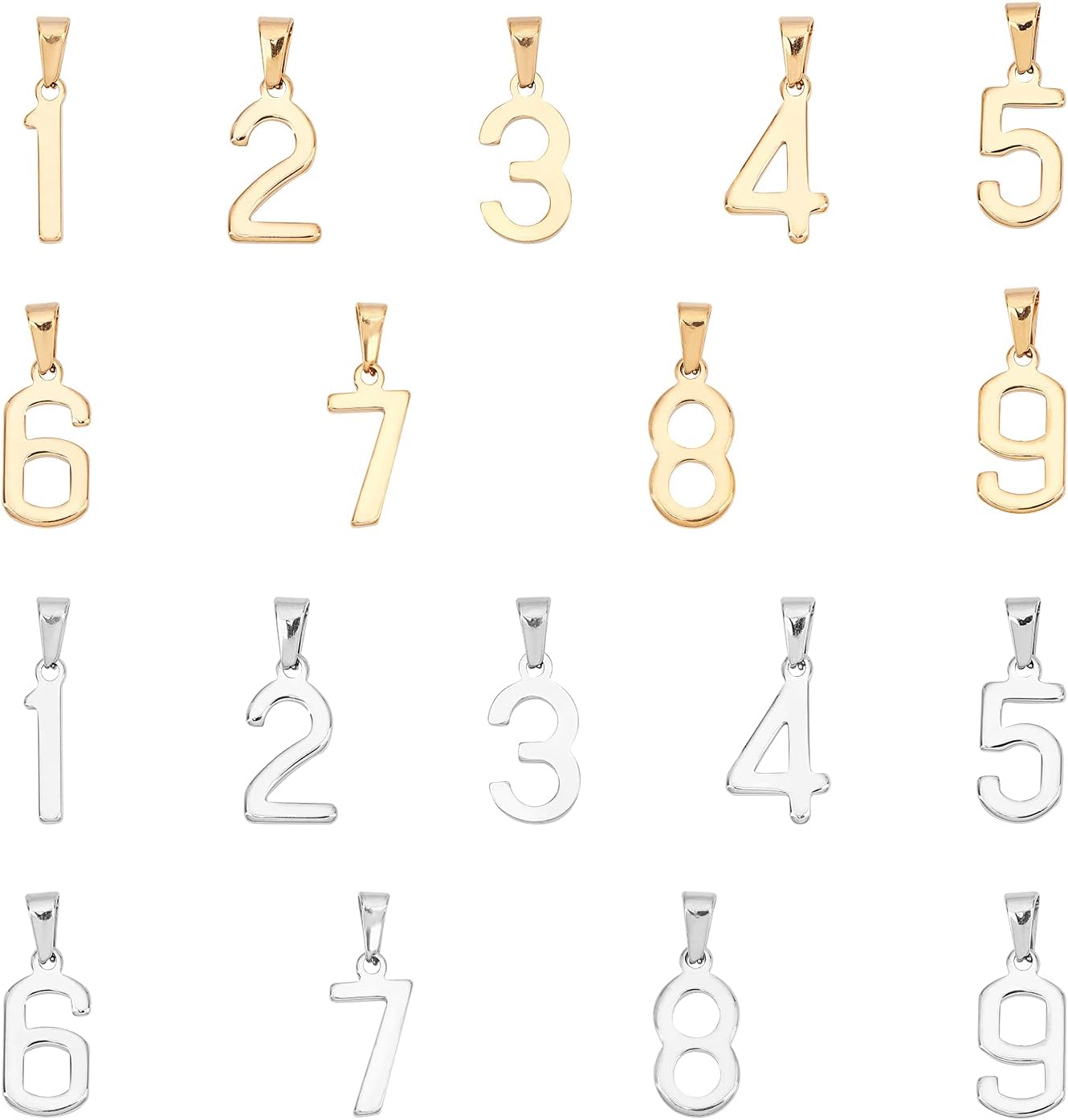 DIY 18pcs 2 Colors Number 1~9 Charm Stainless Steel Charms Lucky ...
