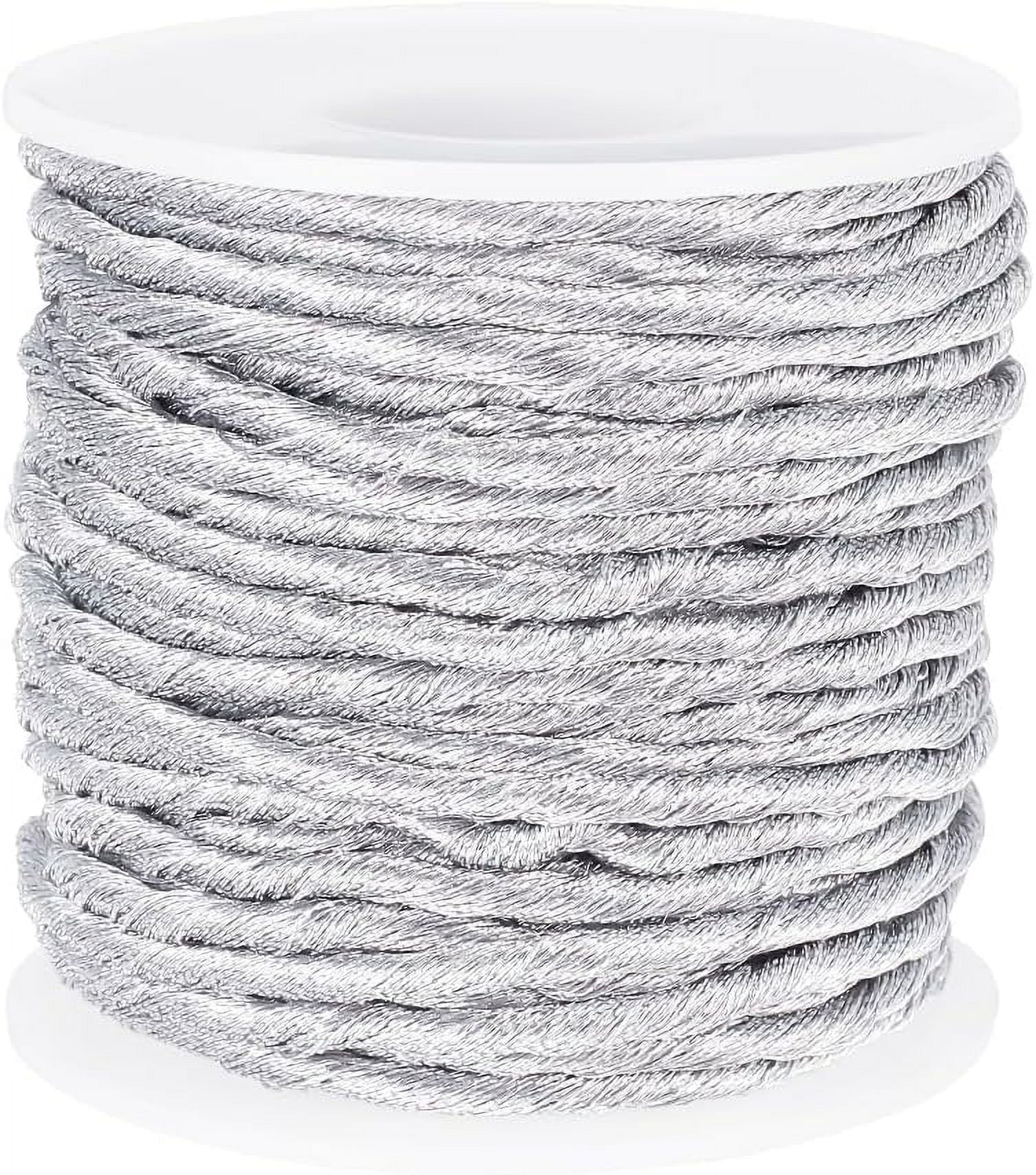 DIY 19.14 Yards Metallic Macrame Cord 3mm Silver Twist Metallic Thread ...