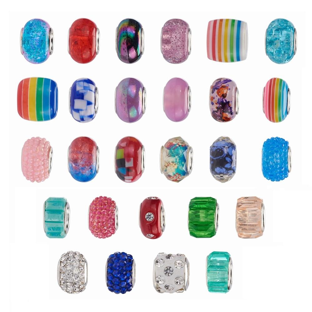 DIY 1Bag Acrylic & Resin & Polymer Clay Rhinestone European Beads Large ...