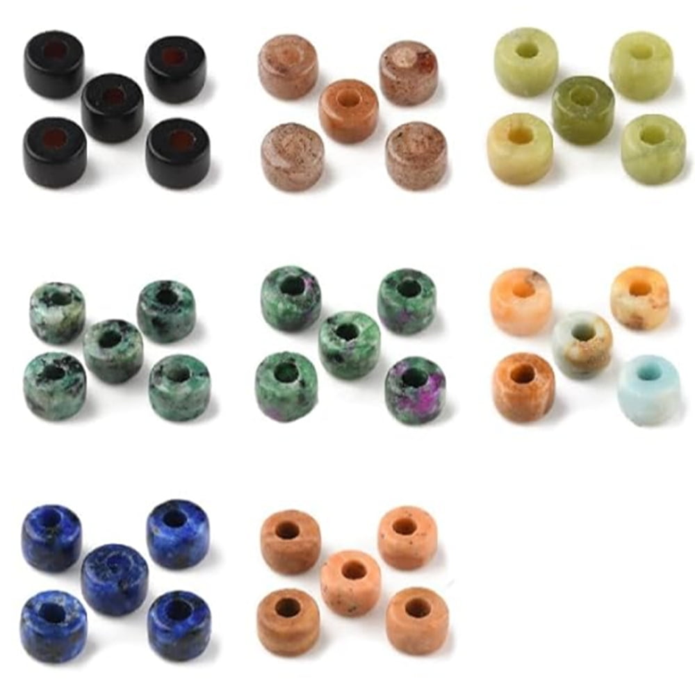 DIY 1Box 48Pcs 8 Styles Natural Mixed Stone Beads Set Column Mixed Dyed ...