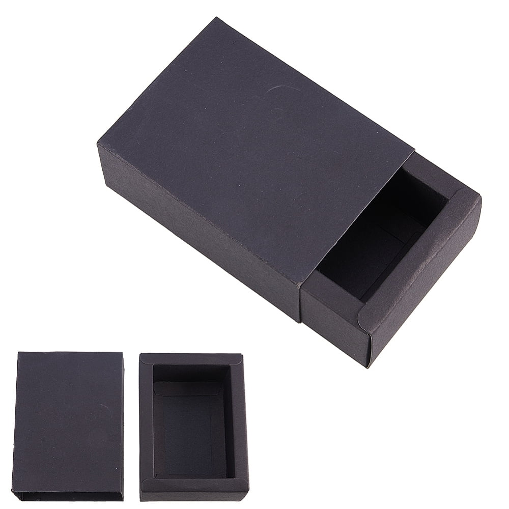 DIY 1Set Kraft Paper Drawer Box Folding Box Drawer Box Rectangle Black ...