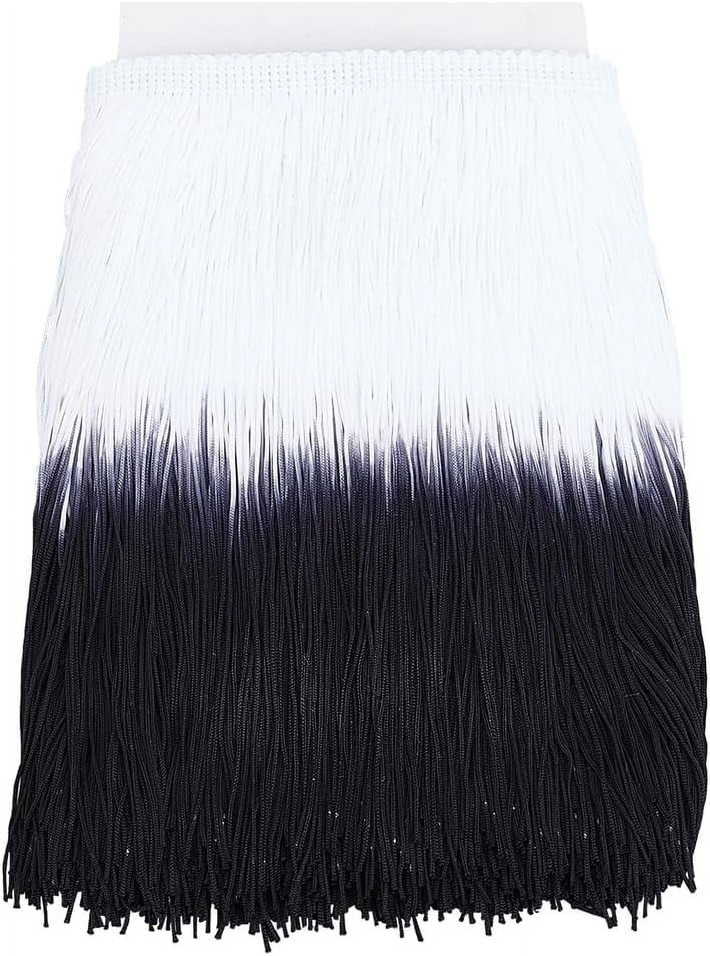 DIY 2.19 Yards Two Tone Fringe Tassel Trim 7-7/8 inch Wide Black White ...