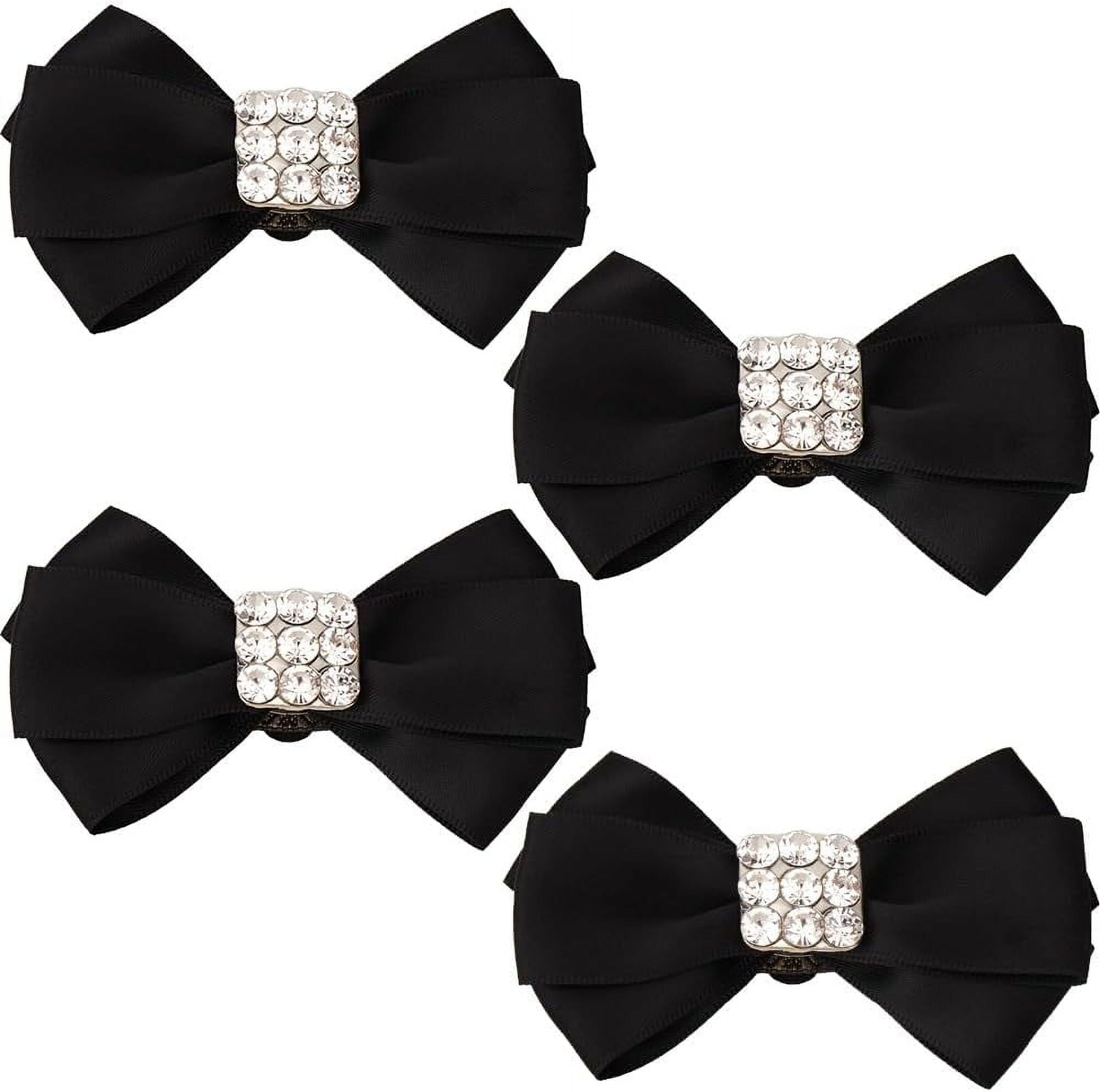 DIY 2 Pair Bow Shoe Clips Black Bowknot Heel Buckle Ribbon Big Bow ...