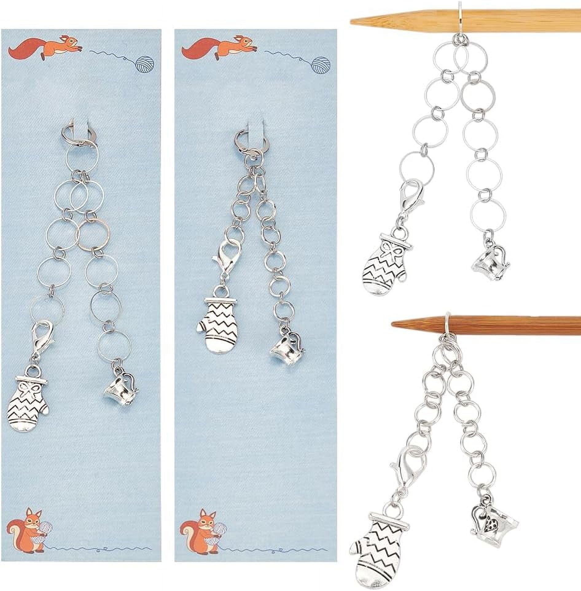 DIY 2 Pcs Glove Knitting Row Counter Chains 2 Pcs Stitch Markers Row ...