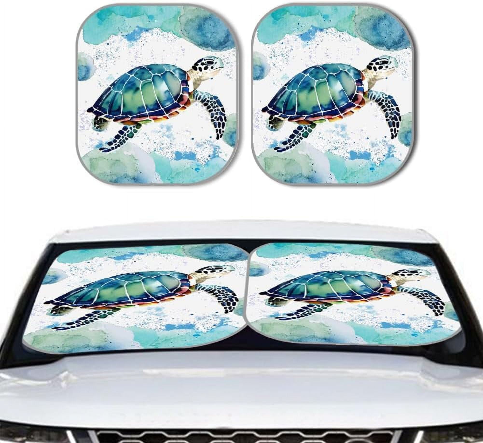 DIY 2 Pcs Sea Turtle Car Windshield Sun Shade 28.5x25.51 Inch Foldable ...