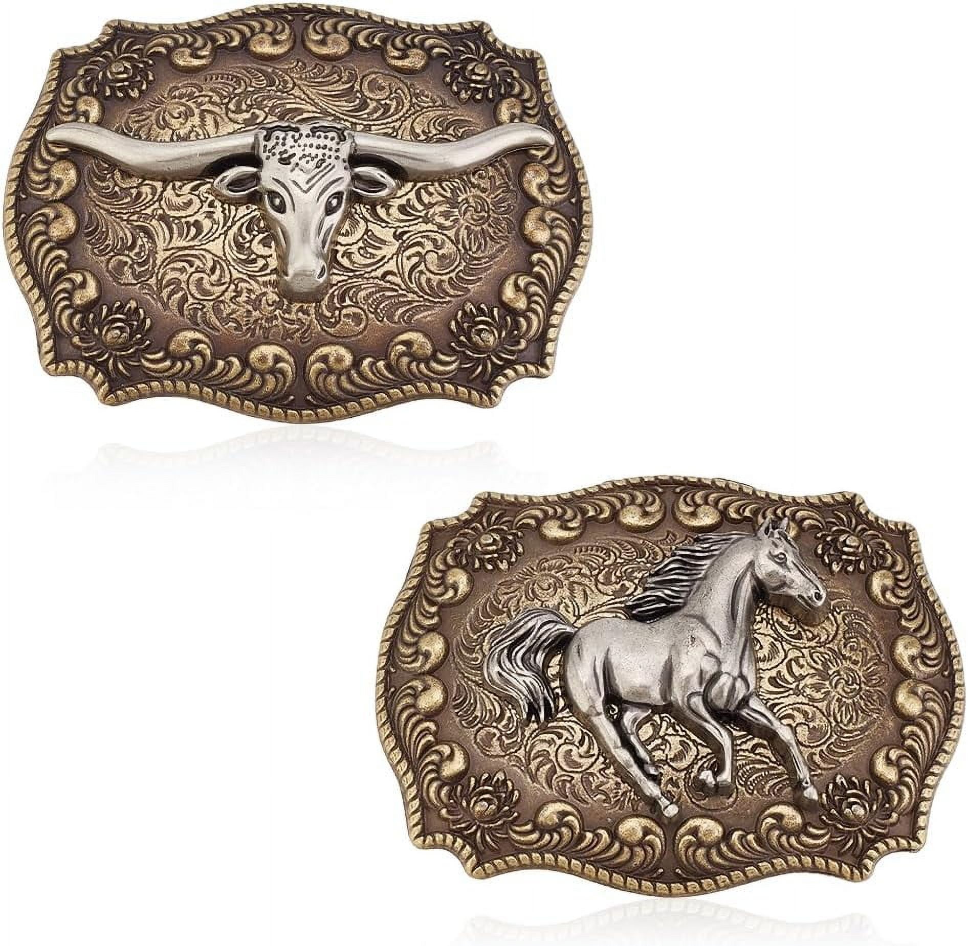 DIY 2 Pcs Western Belt Buckle for Men Women Cowboy Cowgirl Running ...