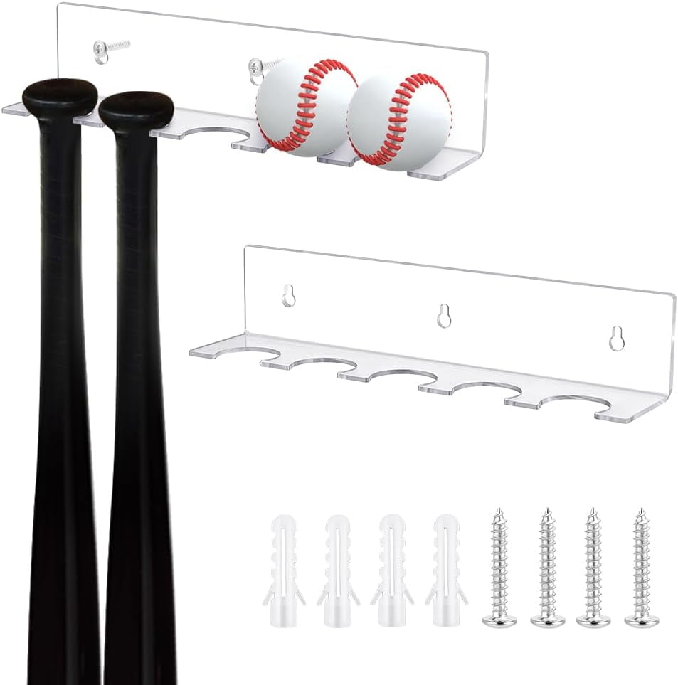 DIY 2 Set Baseball Bat Display Hanger for 5 Bats Sturdy Acrylic Bat for ...