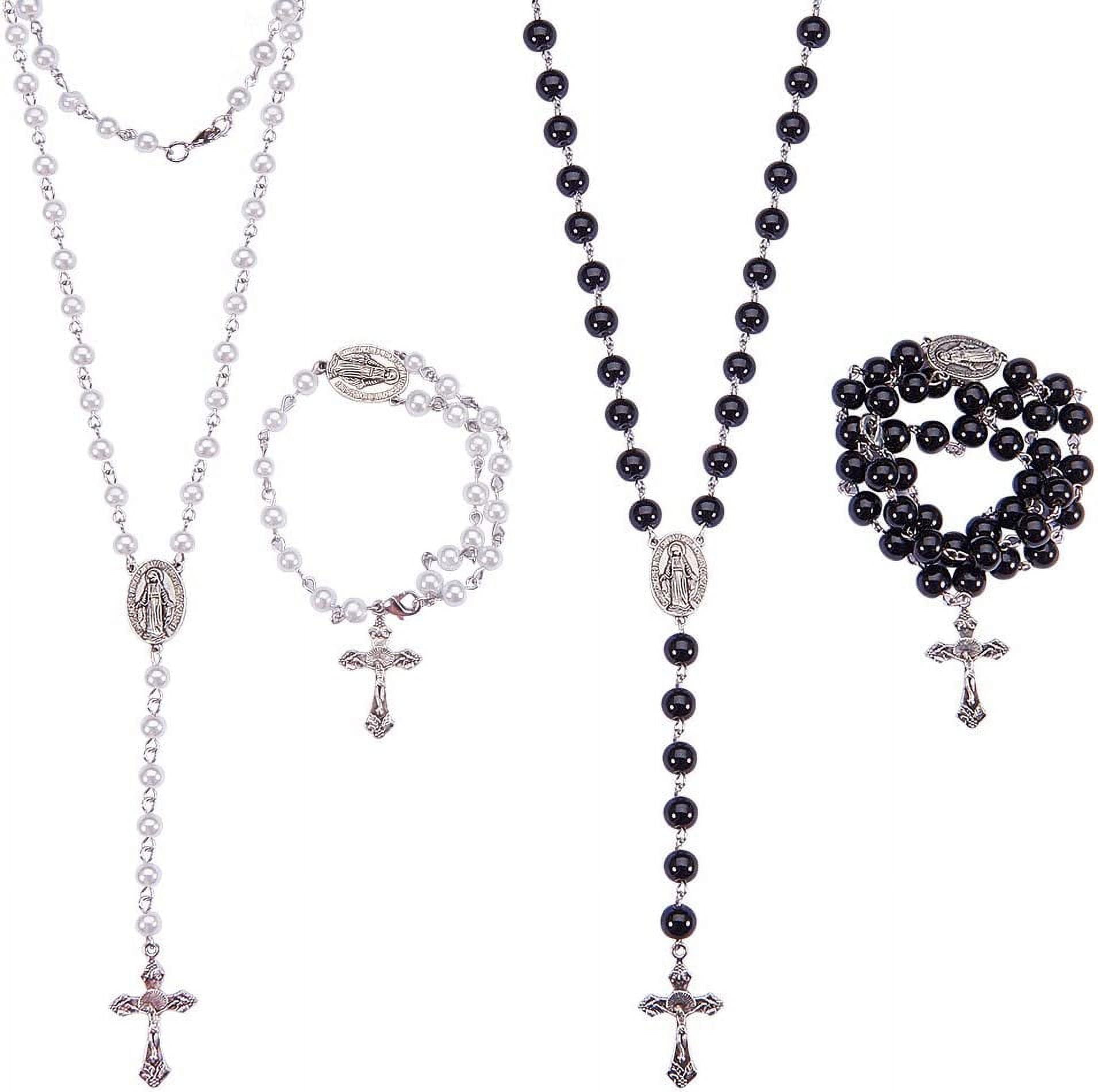 DIY 2 Sets Rosary Making Kit Rosary Necklace Kit - 2 Strands 6mm 8mm ...