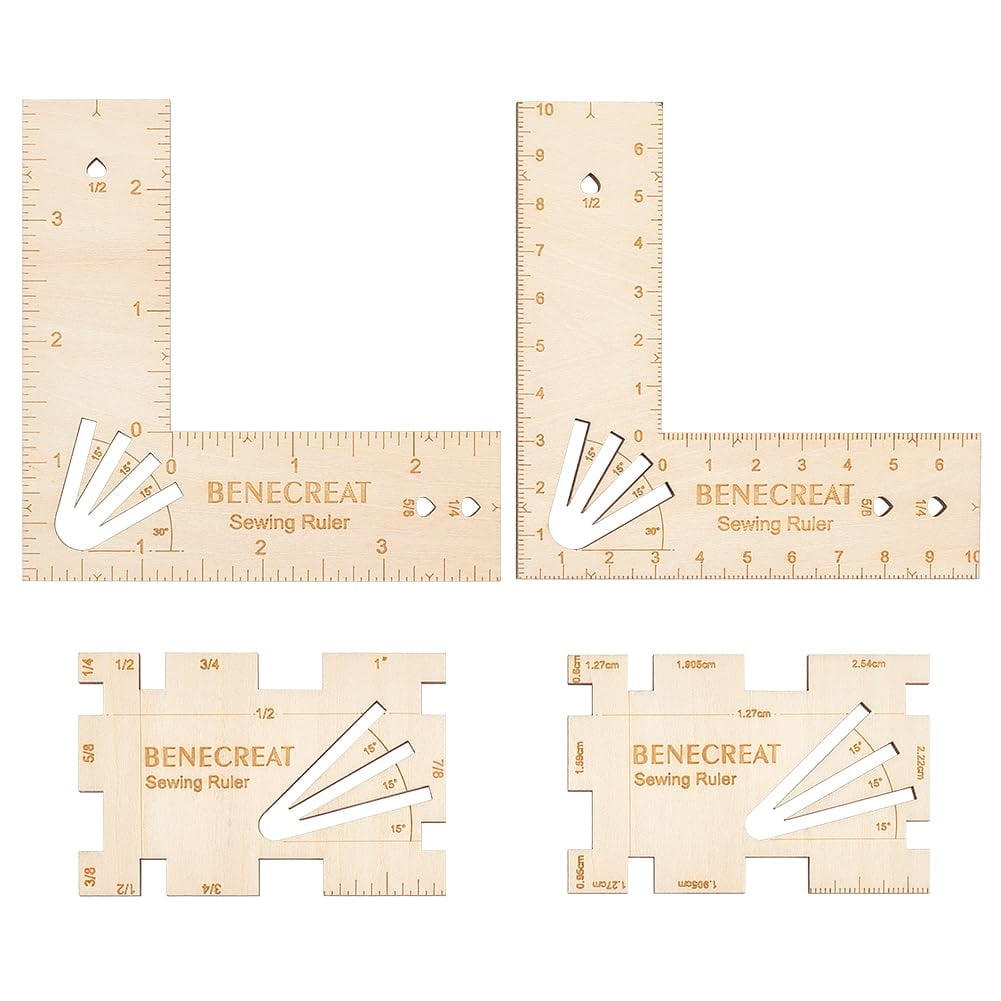 DIY 2 Sets Sewing Measuring Gauge Wood Knitting Quilting Ruler Seam ...